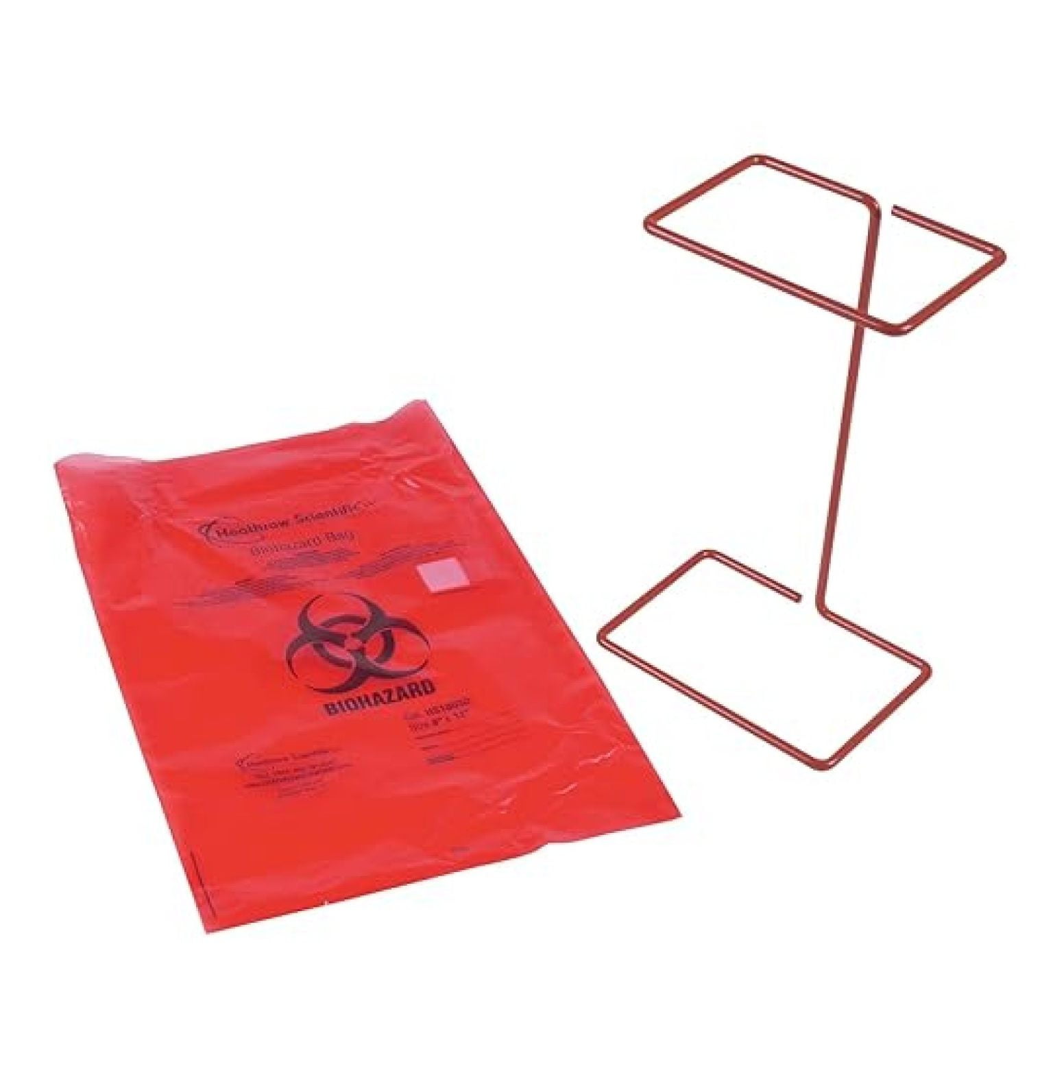 Biohazard Bag Holder - Steel Wire, Epoxy Coated - Red, Standard Size (3 ...