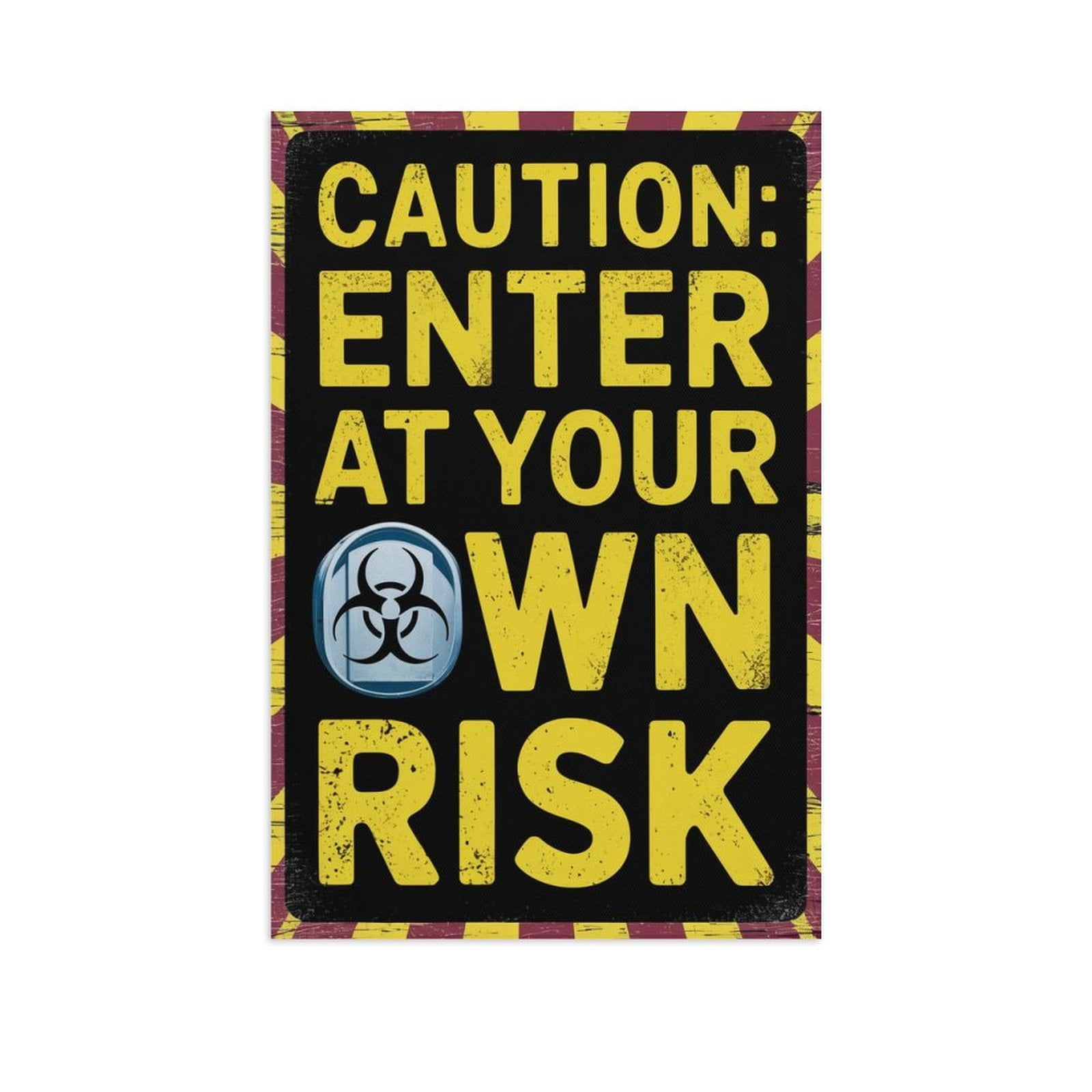 Biohazard Bathroom Poster Vintage Warning Sign Funny Wall Decor Canvas ...