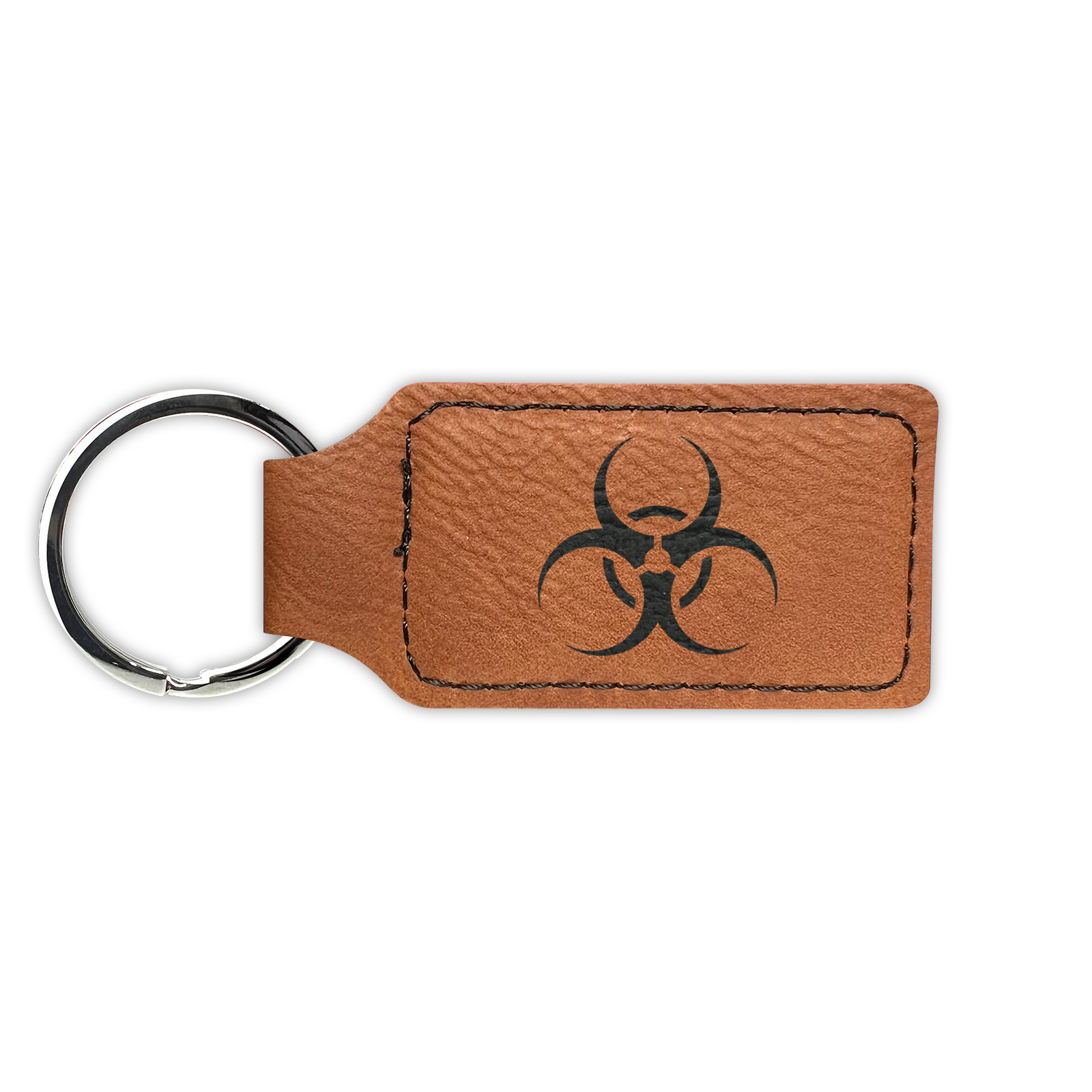Biohazard Keychain Leatherette Rectangle - Laser Engraved - Many Colors ...
