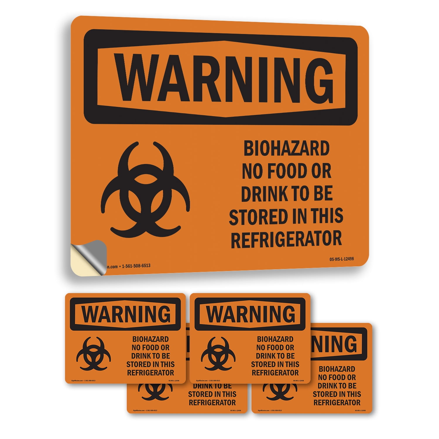 Biohazard No Food Or Drink OSHA WARNING Vinyl Decal Label 10 Inch x 7 ...