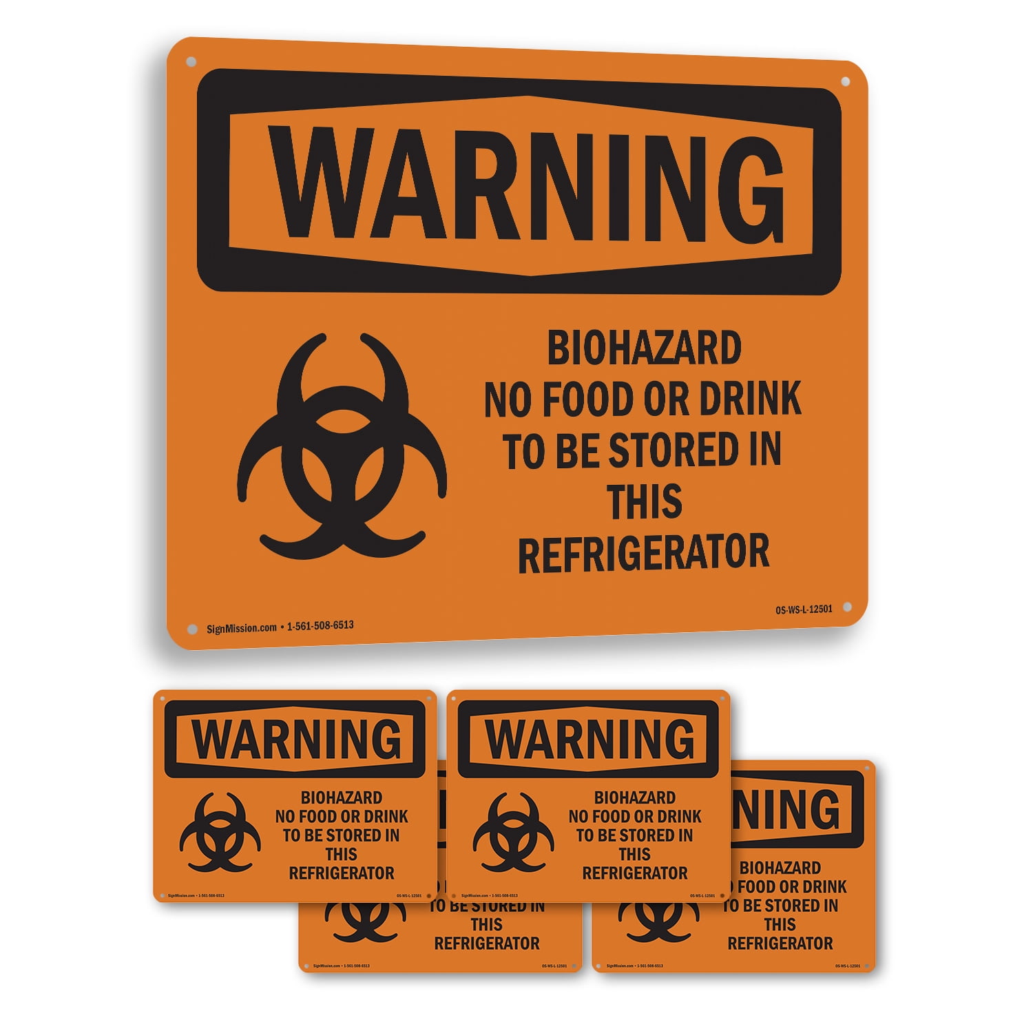 Biohazard No Food Or With Symbol OSHA WARNING Rigid Plastic Sign 18 ...