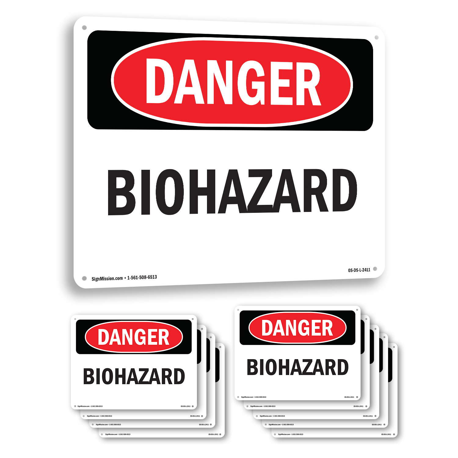 Biohazard OSHA Danger Aluminum Sign 18 Inch x 12 Inch - 10 Pack ...