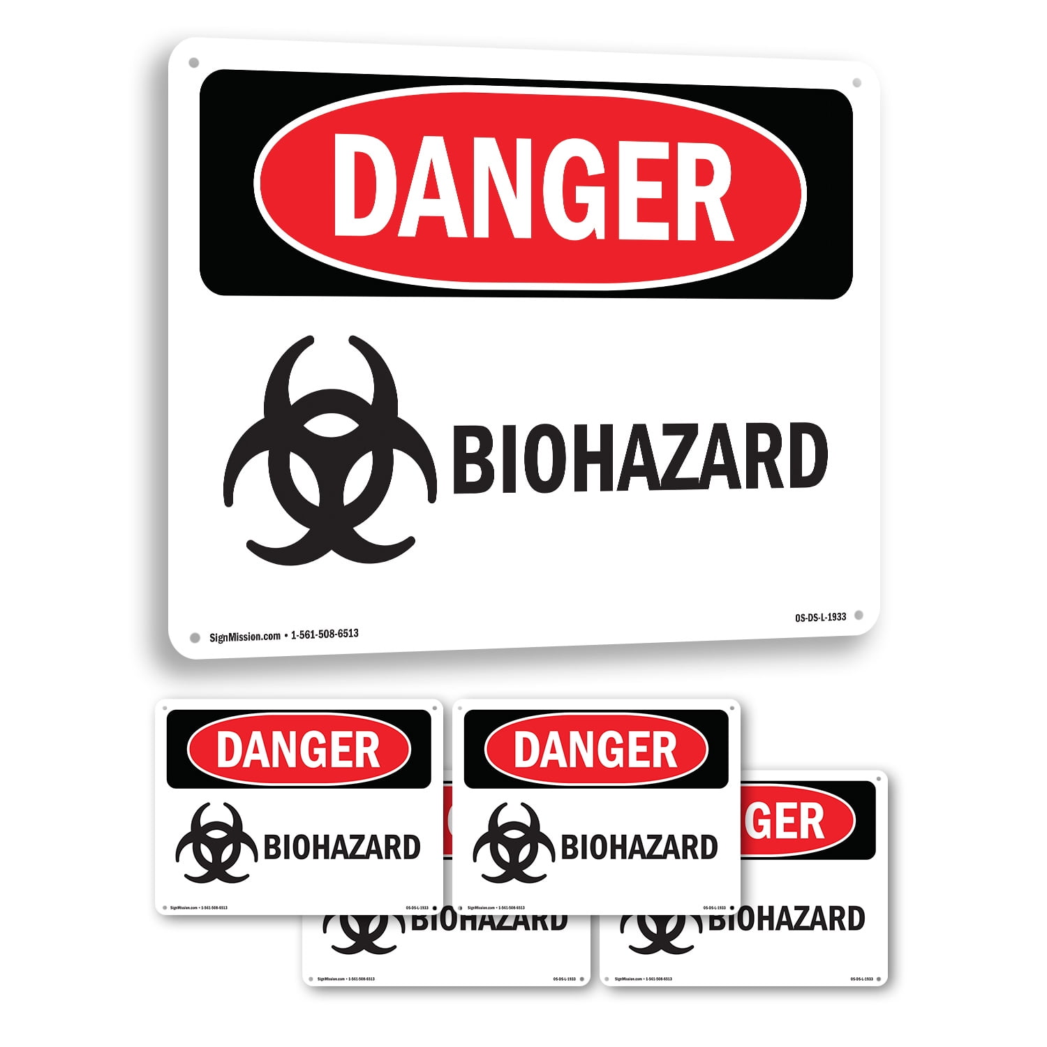 Biohazard OSHA Danger Rigid Plastic Sign 10 Inch x 7 Inch - 5 Pack ...