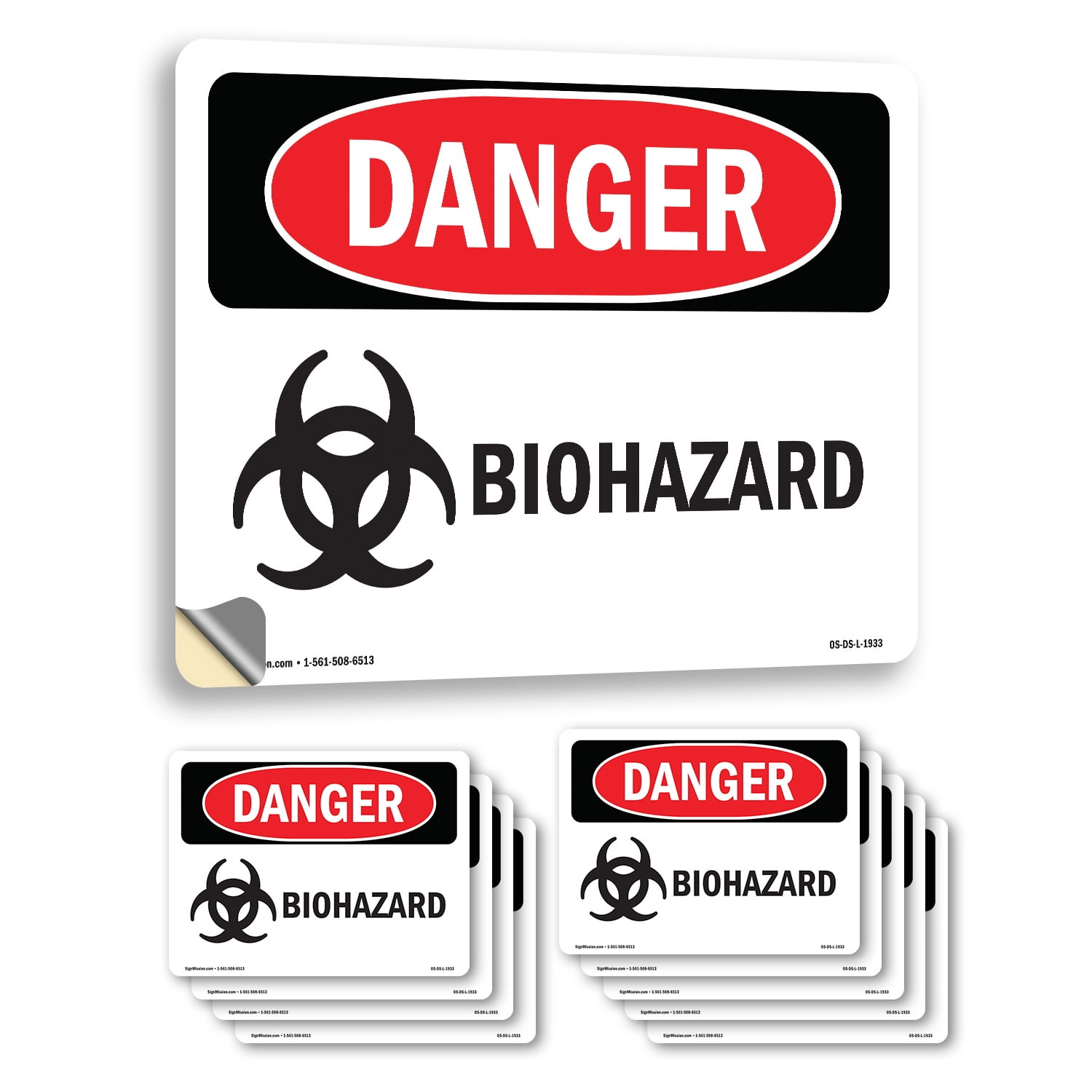 Biohazard OSHA Danger Vinyl Decal Label 18 Inch x 12 Inch - 10 Pack ...