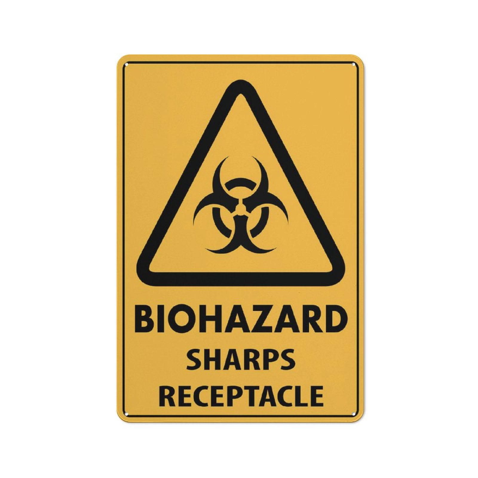 Biohazard Sharps Receptacle Sign Warning Sticker-Security Sign Outdoor ...