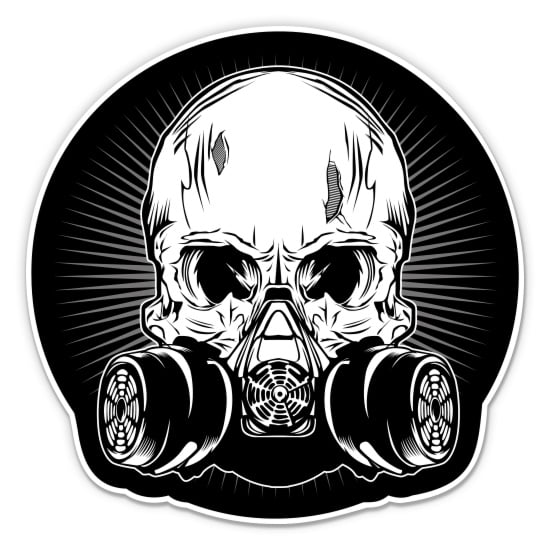 Biohazard Skull Mask - 3" Vinyl Sticker - For Car Laptop Water Bottle ...