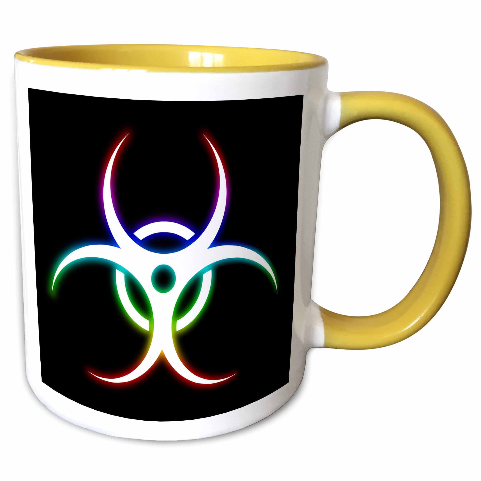 3drose, Biohazard Symbol Glowing on Black Background, 11oz Two-tone ...