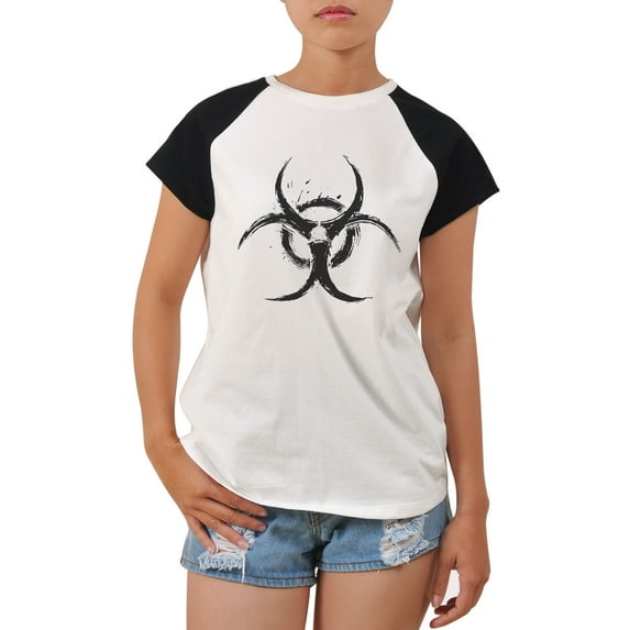 Biohazard Symbol Printed 100% Cotton Short Sleeves Tee Raglan T- Shirt ...