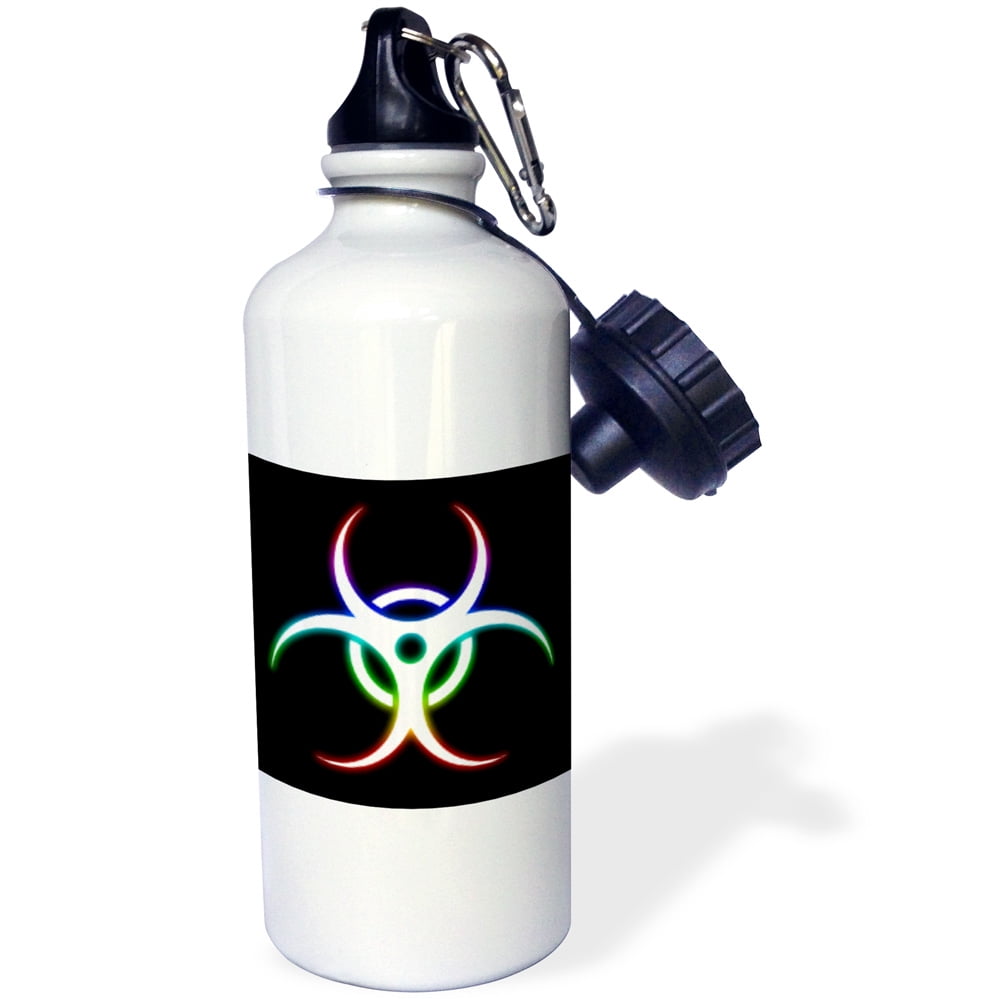 Biohazard Symbol glowing on black background 21 oz Sports Water Bottle ...
