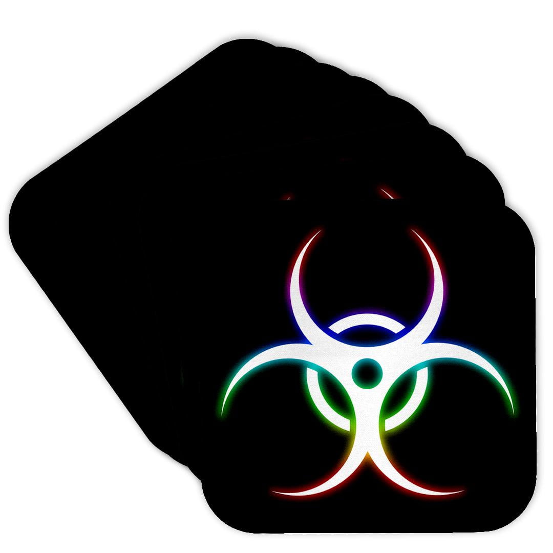 3dRose, Biohazard Symbol glowing on black background, Set of 8 Coasters ...