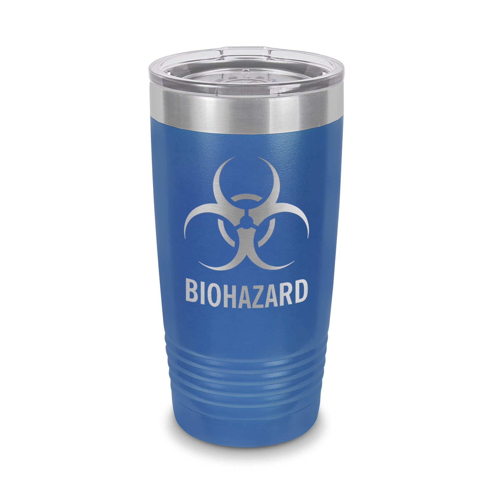 Biohazard Tumbler 20 oz - Laser Engraved w/ Clear Lid - Stainless Steel ...