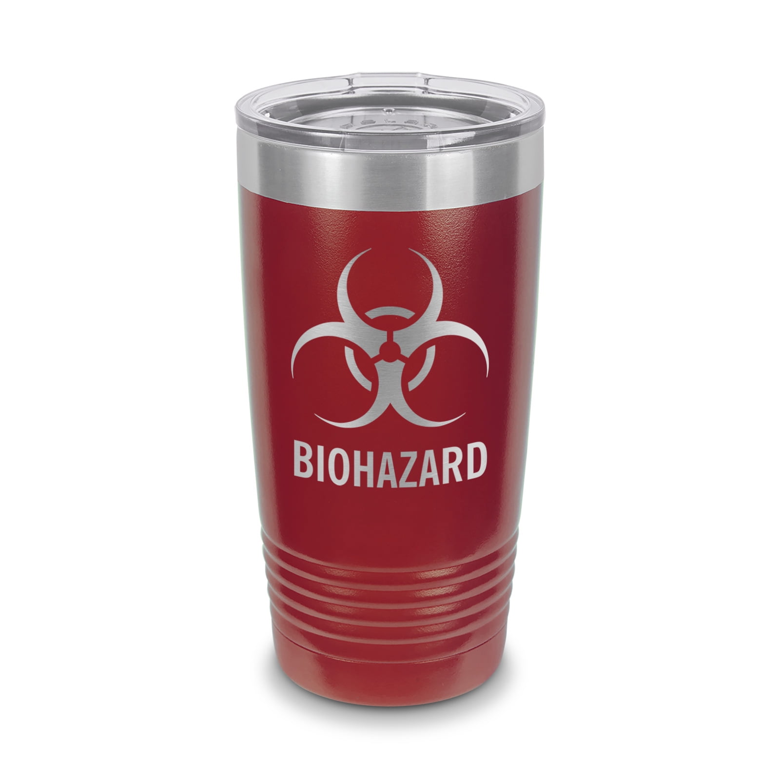 Biohazard Tumbler 20 oz - Laser Engraved w/ Clear Lid - Stainless Steel ...