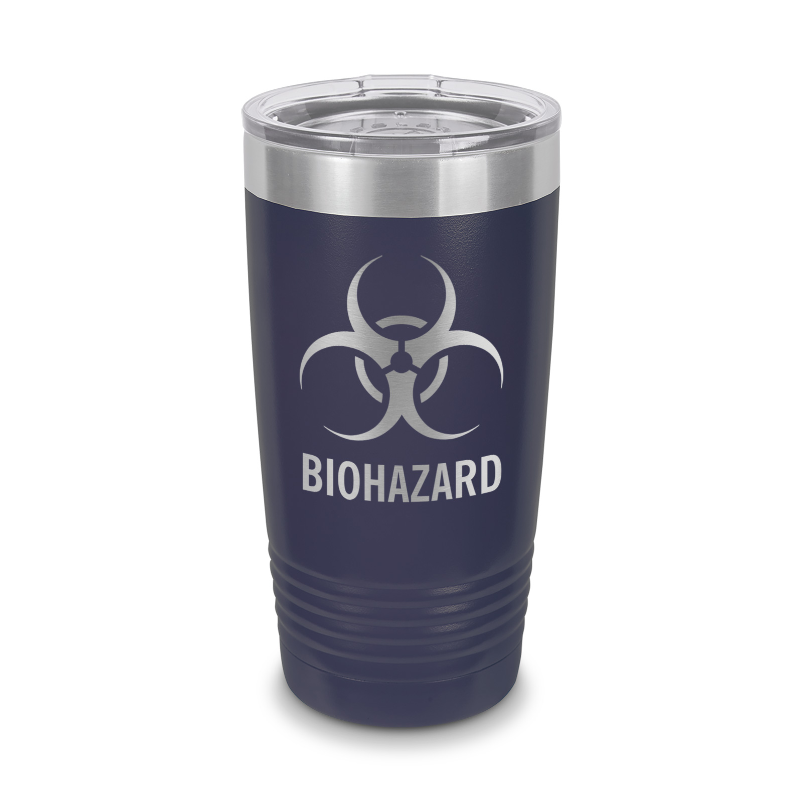 Biohazard Tumbler 20 oz - Laser Engraved w/ Clear Lid - Stainless Steel ...