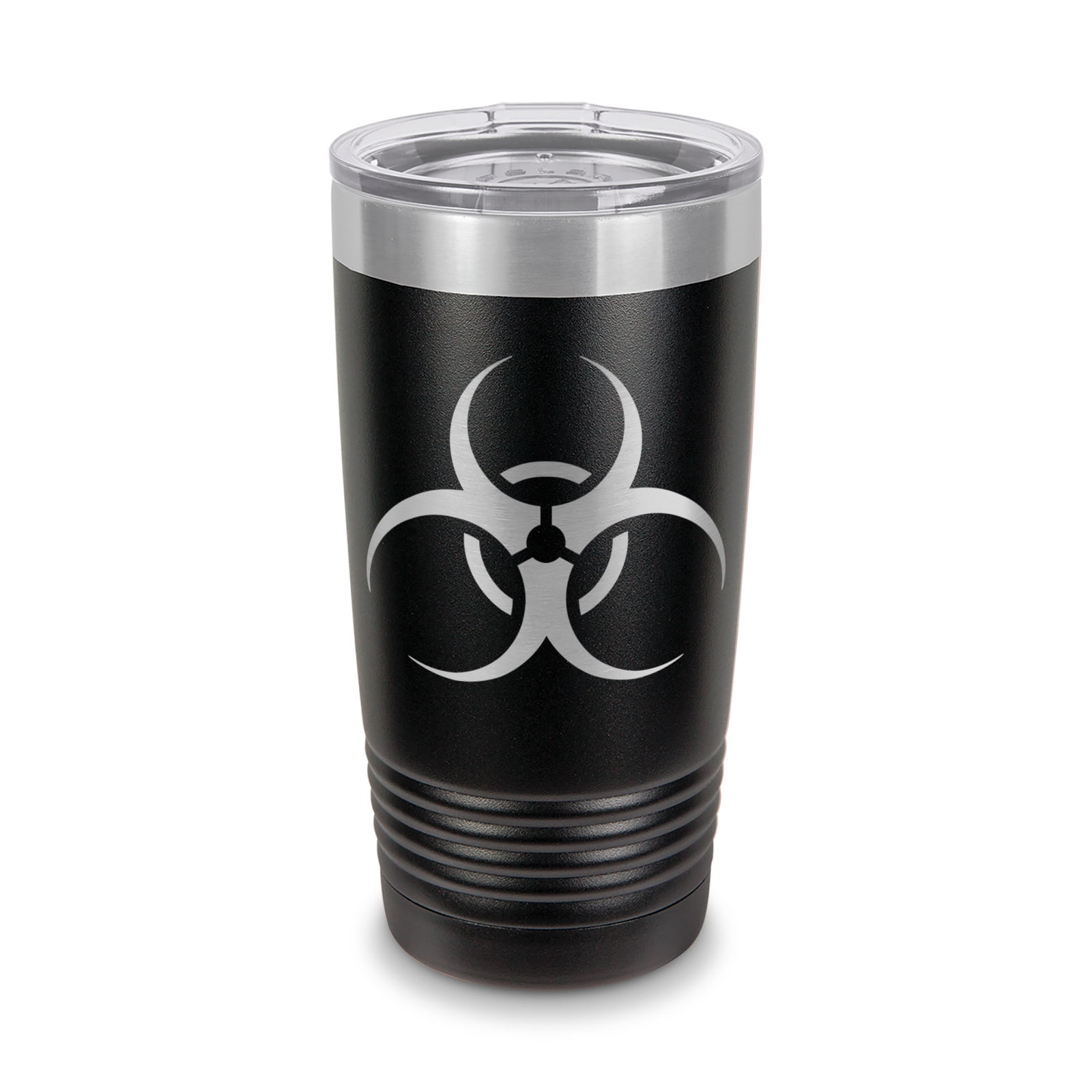 Biohazard Tumbler 20 oz - Laser Engraved w/ Clear Lid - Stainless Steel ...