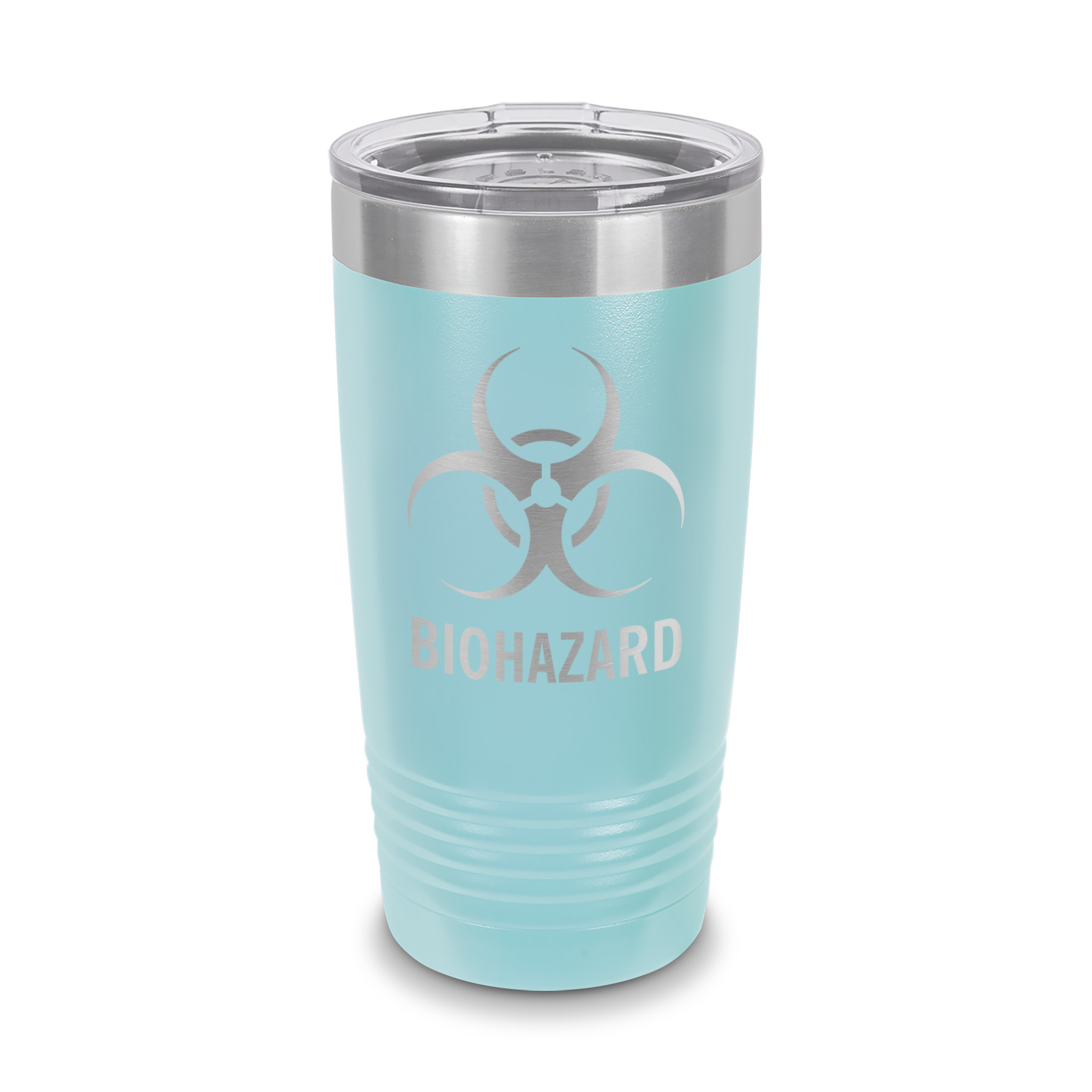 Biohazard Tumbler 20 oz - Laser Engraved w/ Clear Lid - Stainless Steel ...