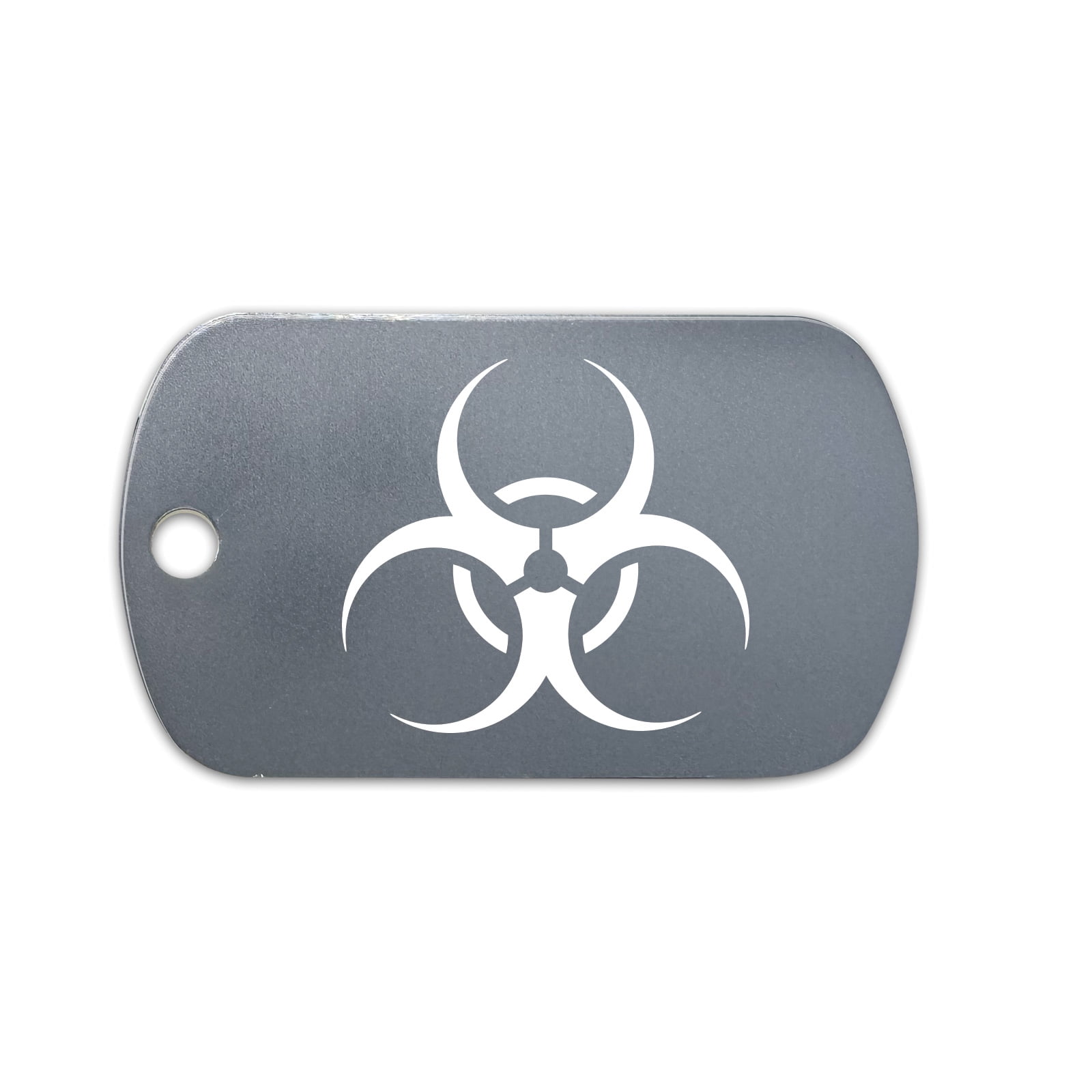 Biohazard V2 GI Dog Tag Aluminum Keychain bio hazard symbol - Silver ...