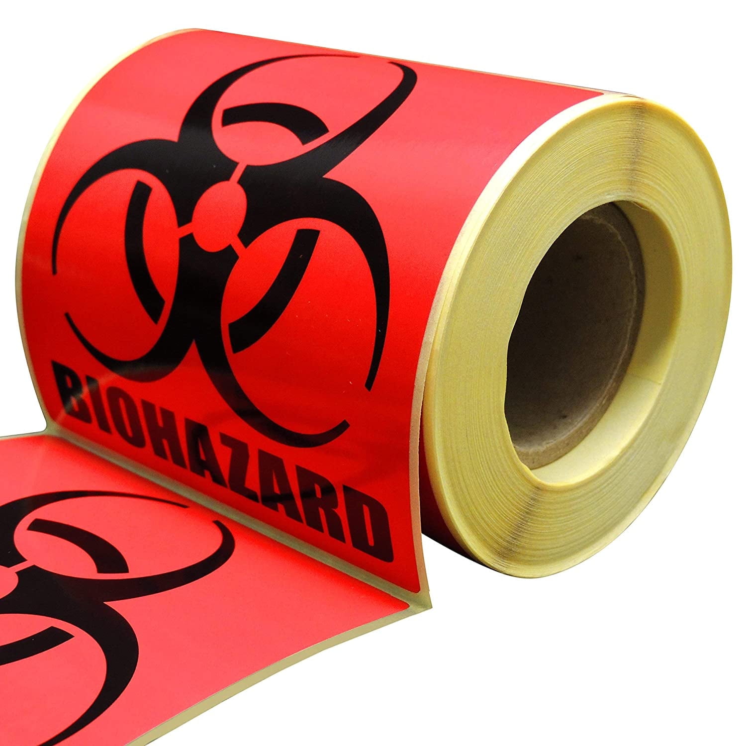 Biohazard Warning Label, 4" x 4", 250 Labels Per Roll, Coated Paper ...