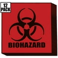 Biohazard Warning Label, 6" x 6", Pack of 12 Labels, Coated Paper, Red ...