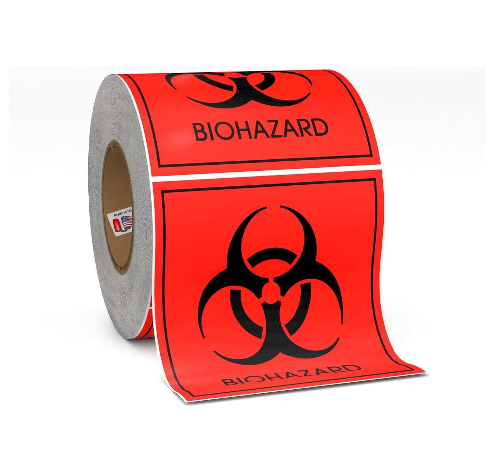 Biohazard Warning Labels 4" X 4" Inch, Fluorescent Red-Orange Hazardous ...