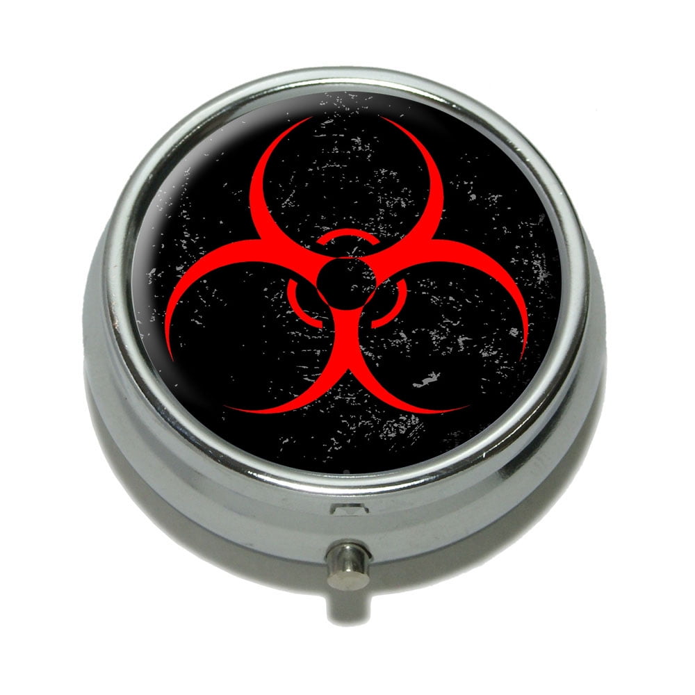 Biohazard Warning Symbol Red Zombies Distressed Pill Box - Walmart.com