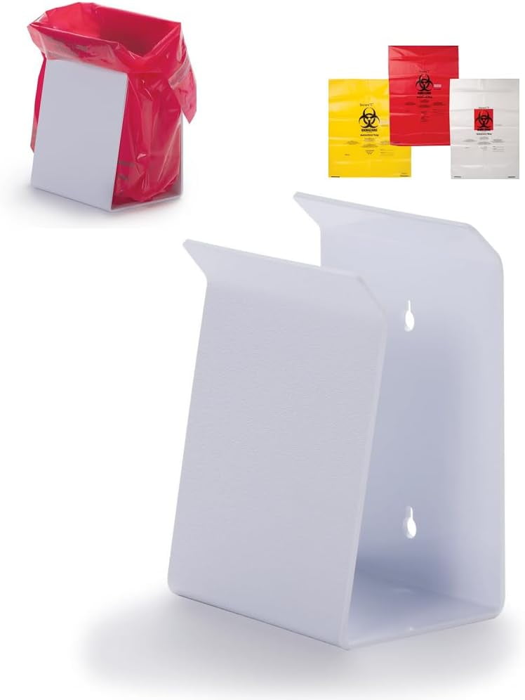 Biohazard Waste Bags Holder Organizer Stand & Wall Mount White Acrilyc ...