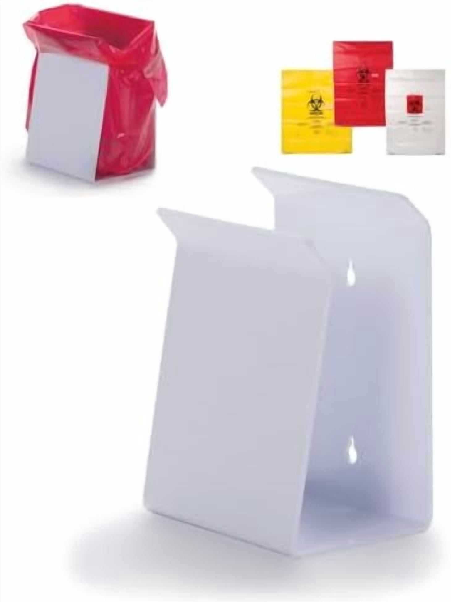 Biohazard Waste Bags Holder Organizer Stand & Wall Mount White Acrylic ...