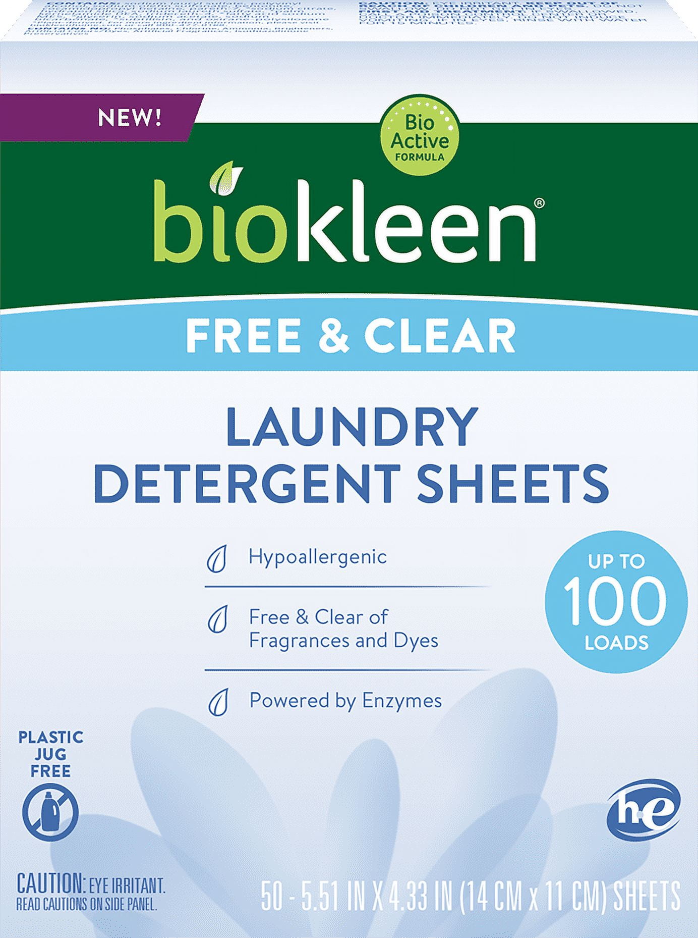 Biokleen Laundry Detergent Sheets, Free & Clear, Hypoallergenic, 50 ...