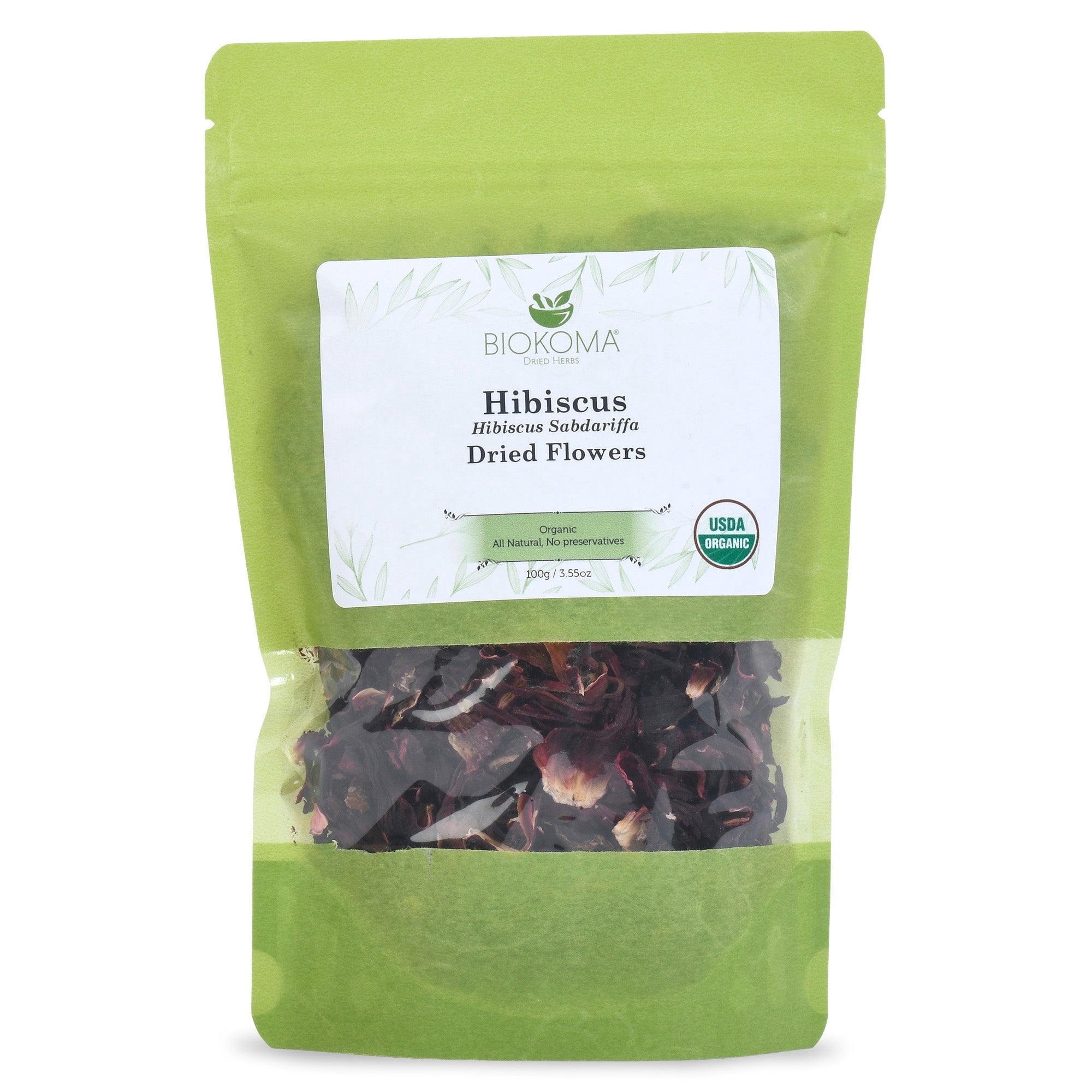 Biokoma Organic Hibiscus Dried Flowers 100g - USDA Certified, No ...
