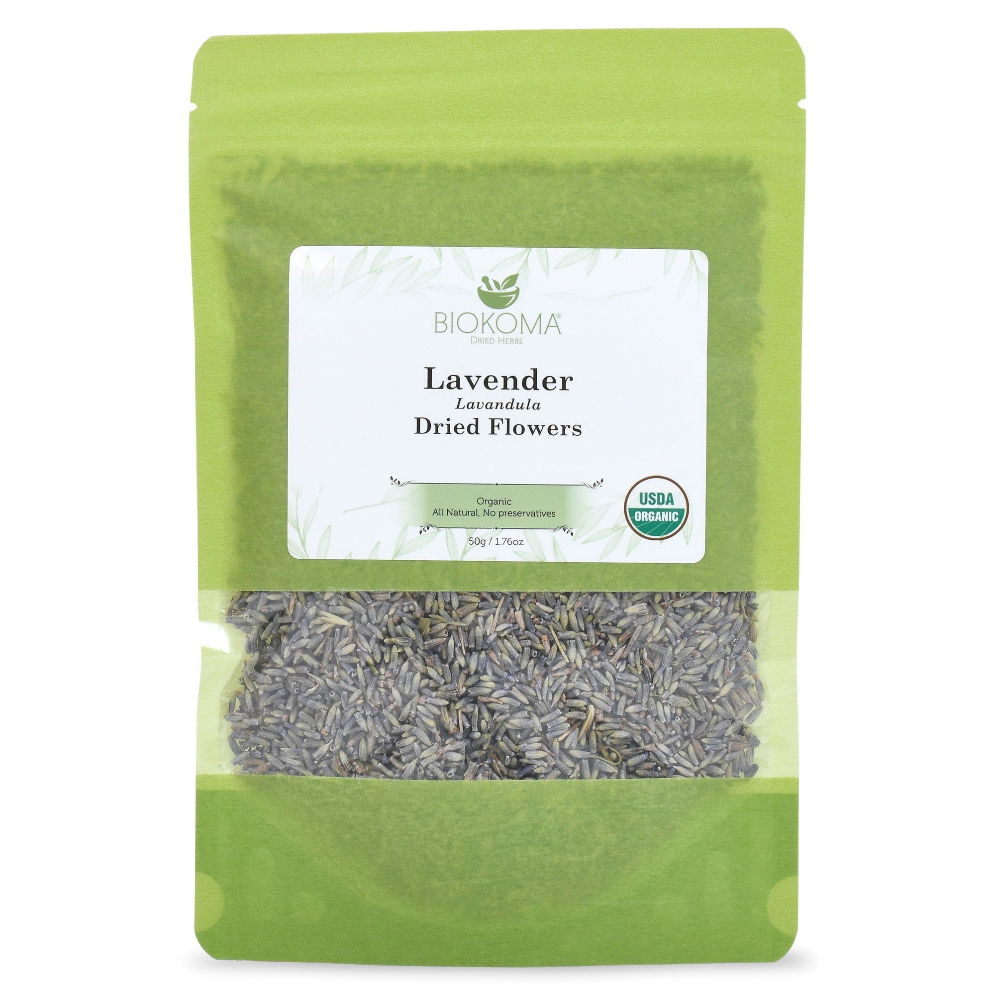 Biokoma Organic Dried Lavender Flowers, 50g - Certified USDA, Kosher ...