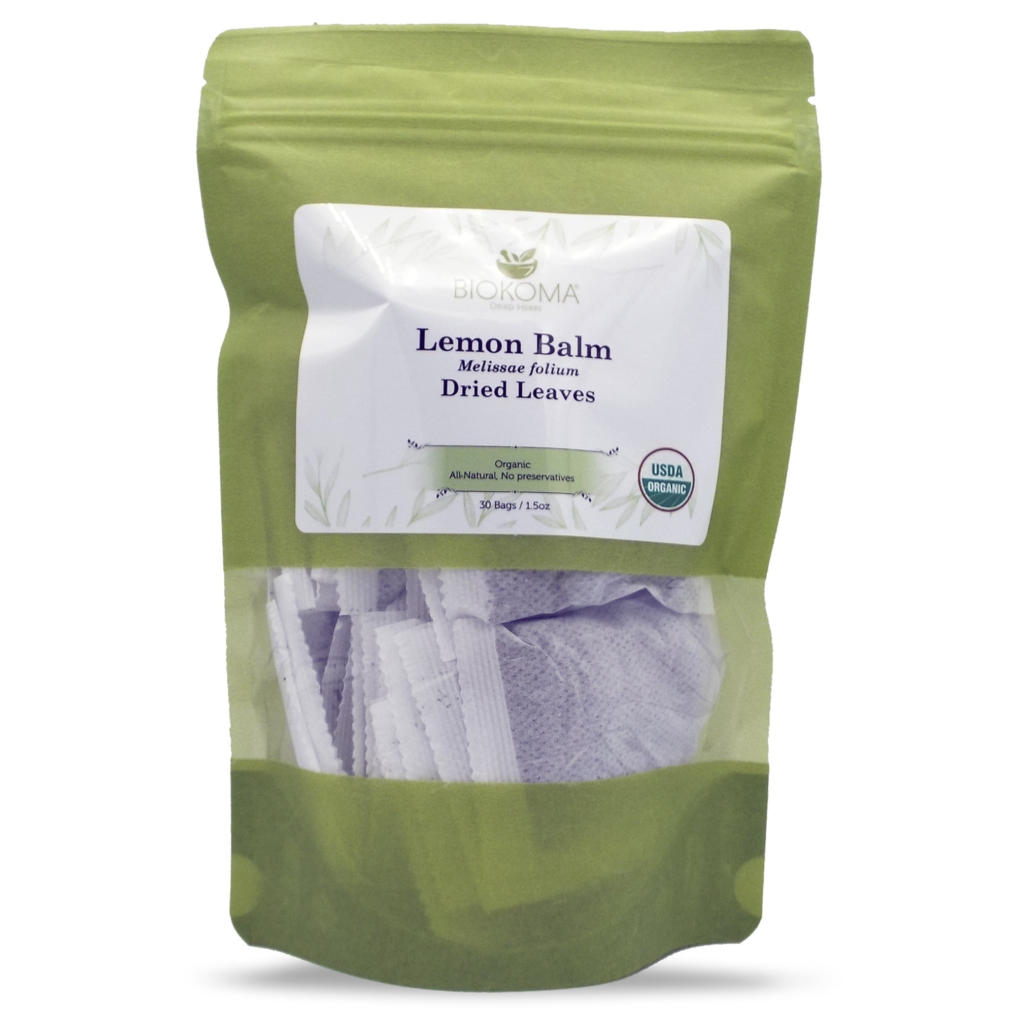 BIOKOMA Lemon Balm Dried LeavesTea, Herbal Tea, 30 Bags, No Additives ...