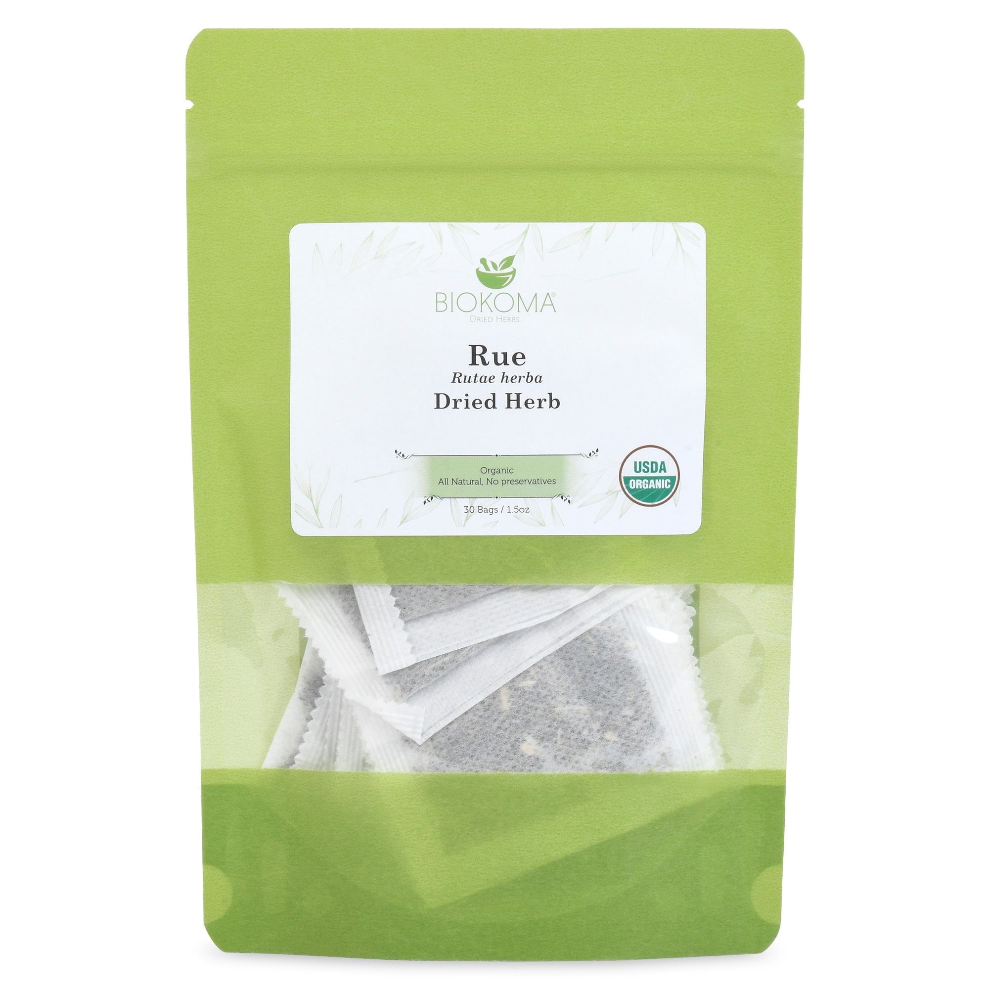 Biokoma Organic Rue Dried Herb, 1.5oz, 30 Tea Bags, USDA Certified, No ...