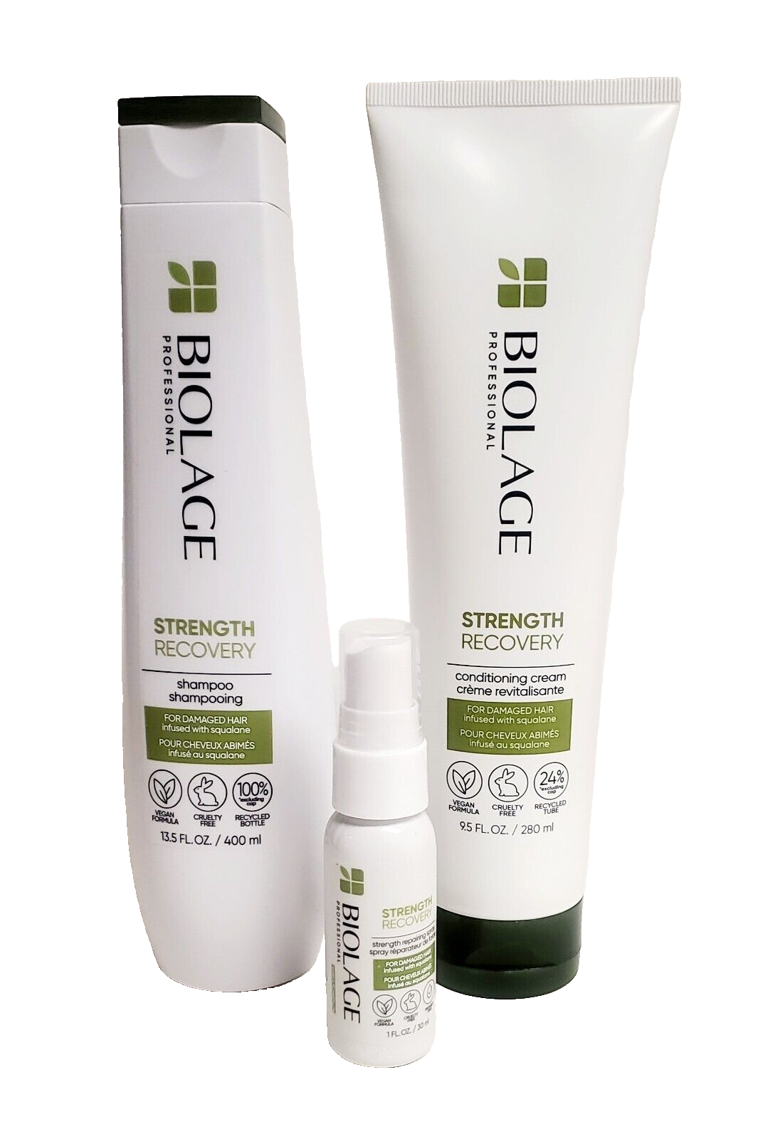 Biolage Strength Recovery Shampoo 13.5 oz & Conditioner 9.5 oz & Leave ...