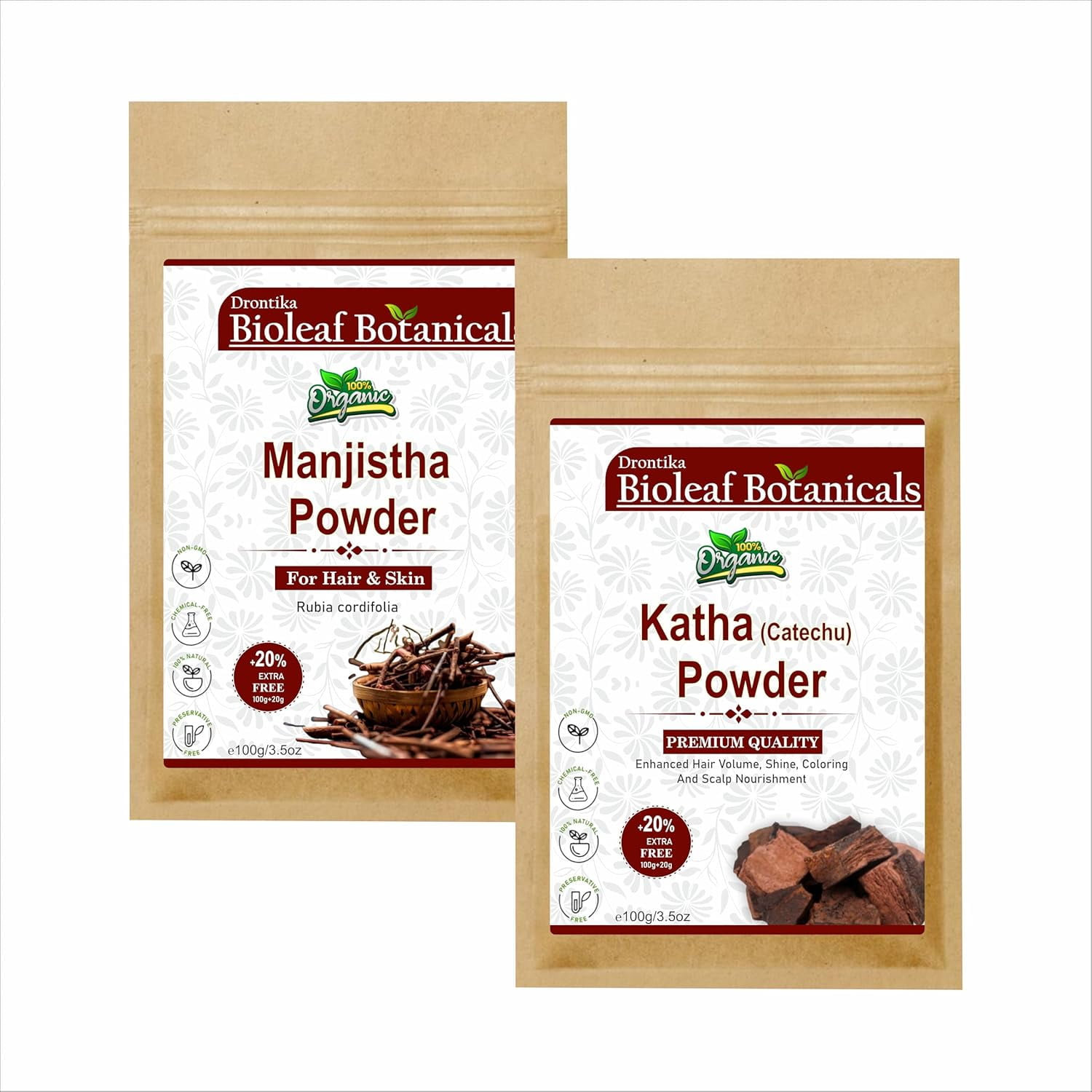 Bioleaf Botanicals Organic Manjistha Katha Catechu Powder Authentic ...