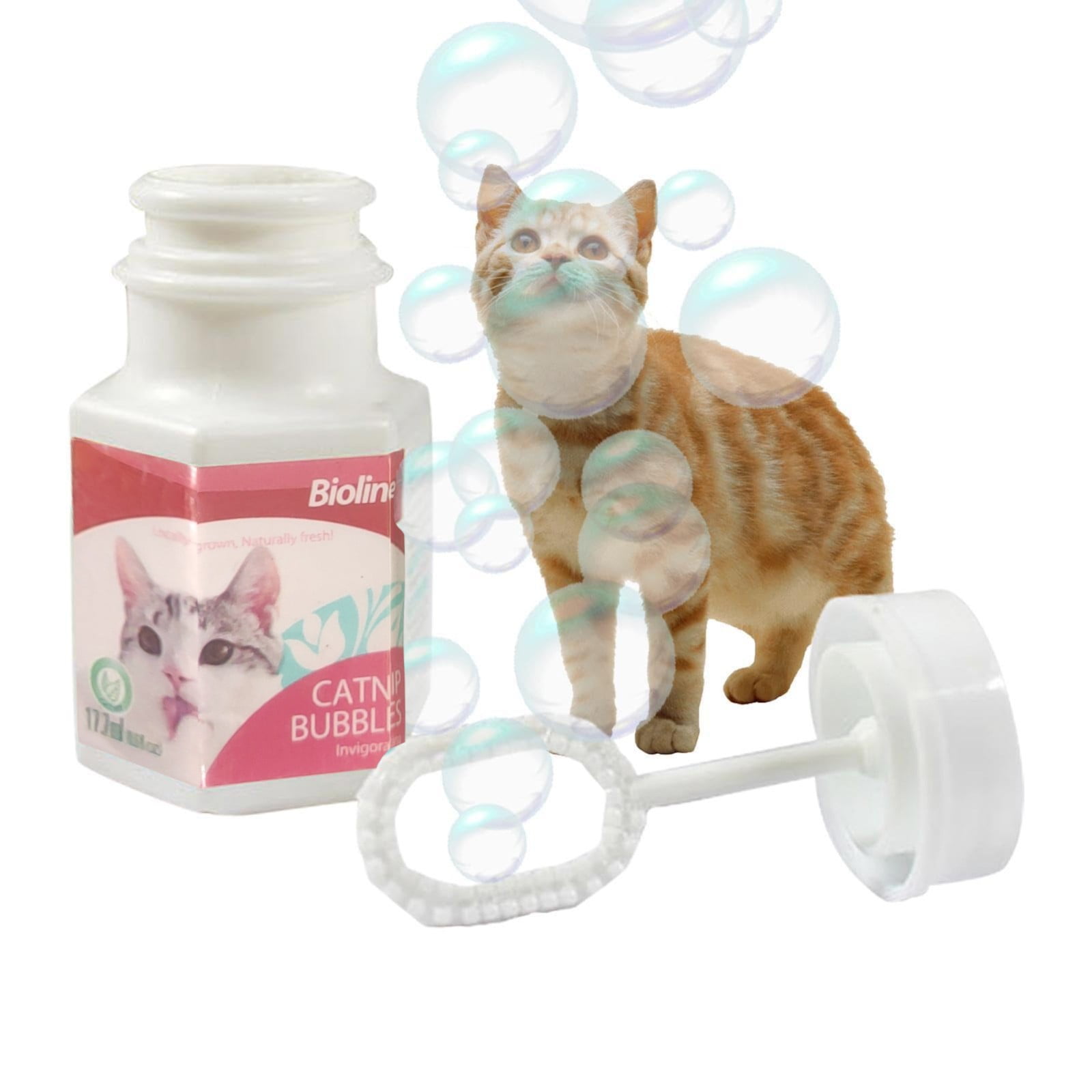 Bioline Catnip Bubbles for Cats Safe and Fun Interactive Play Solution to Stimulate Your Cat's ...