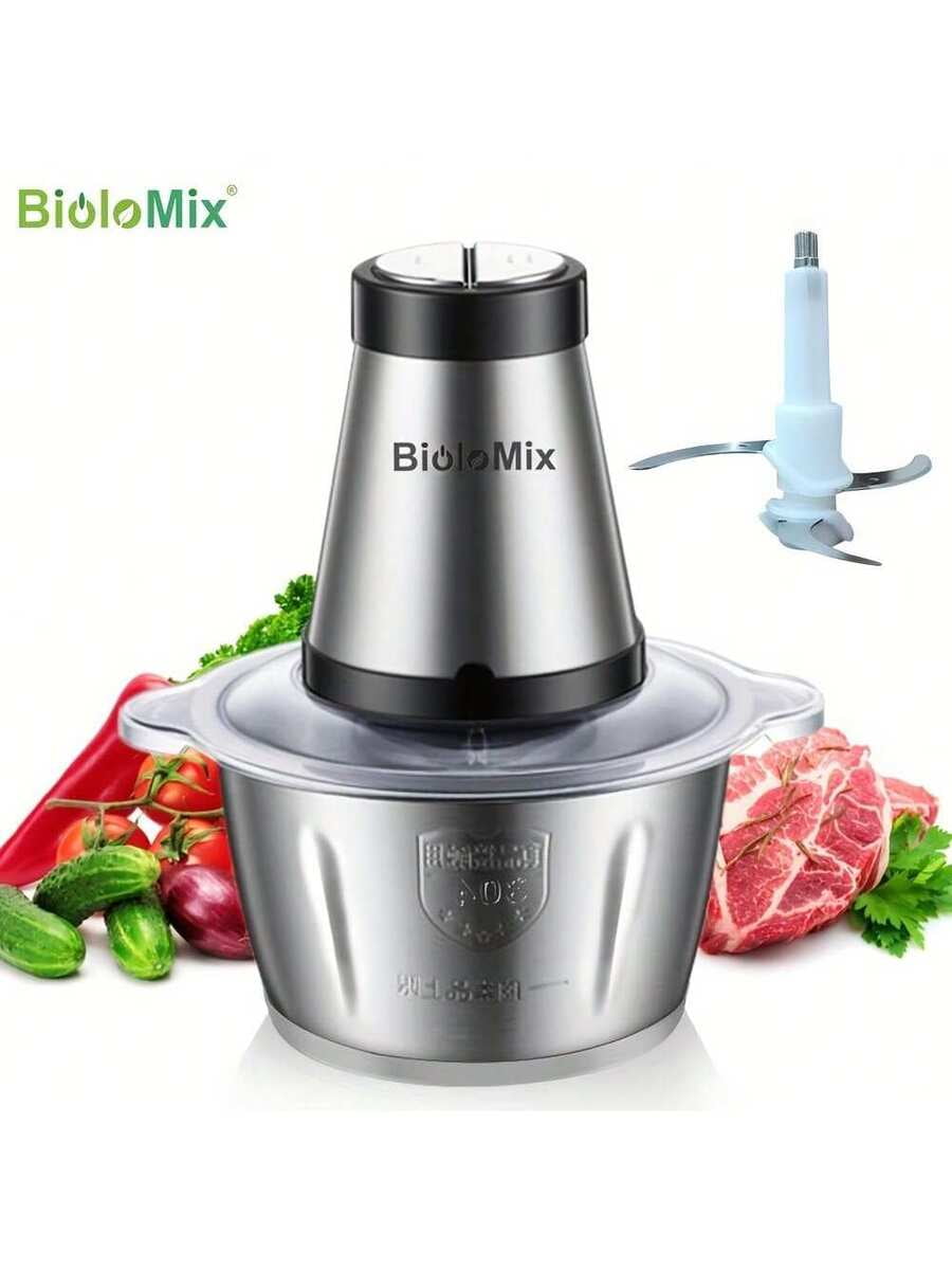 BioloMix 500W 2L Electric Meat Grinder, 2-Speed Stainless Steel ...