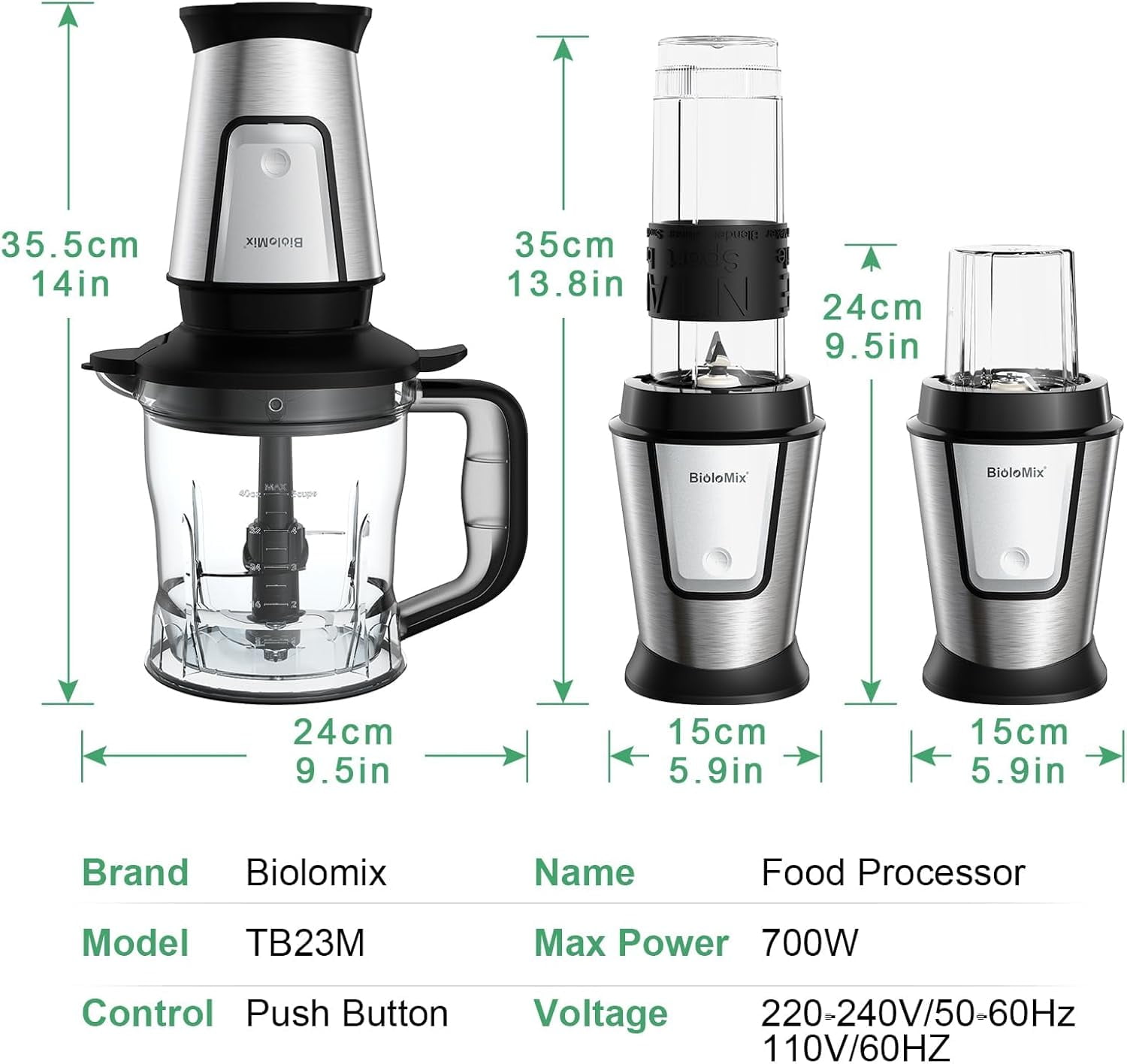 700W Portable Blender and Food Processor Combo with 3-in-1 ...