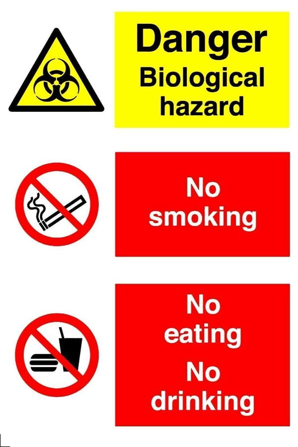 Biological Hazard No Smoking Eating or Drinking. Metal Site Safety ...