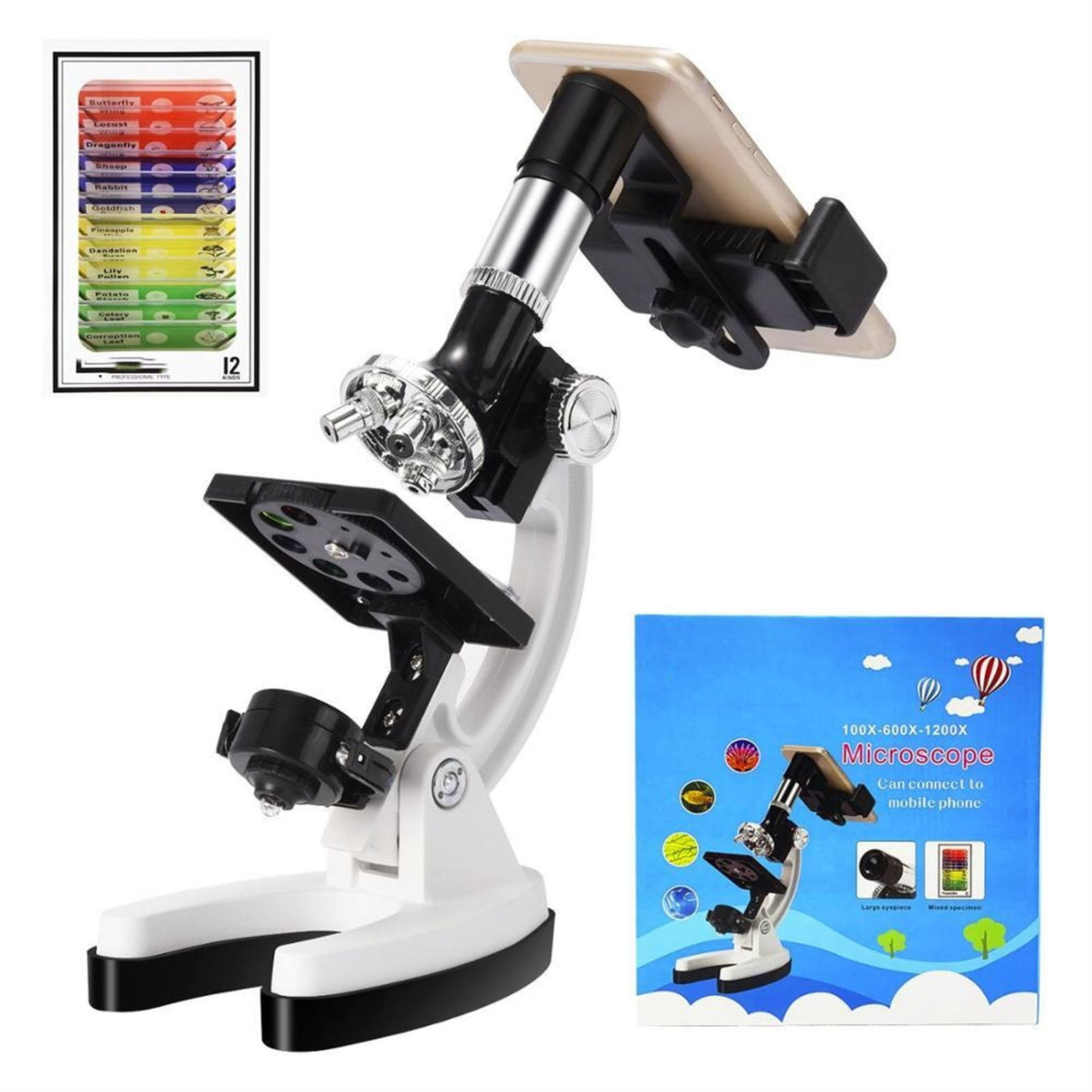 Biological Microscope,100X-1200X-1200X Gifts for Kids Beginner metal ...