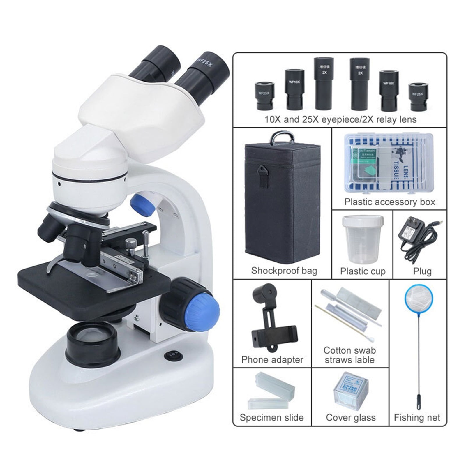 Biological Microscope 40-2000X Binocular Microscope With Top/Bottom LED ...