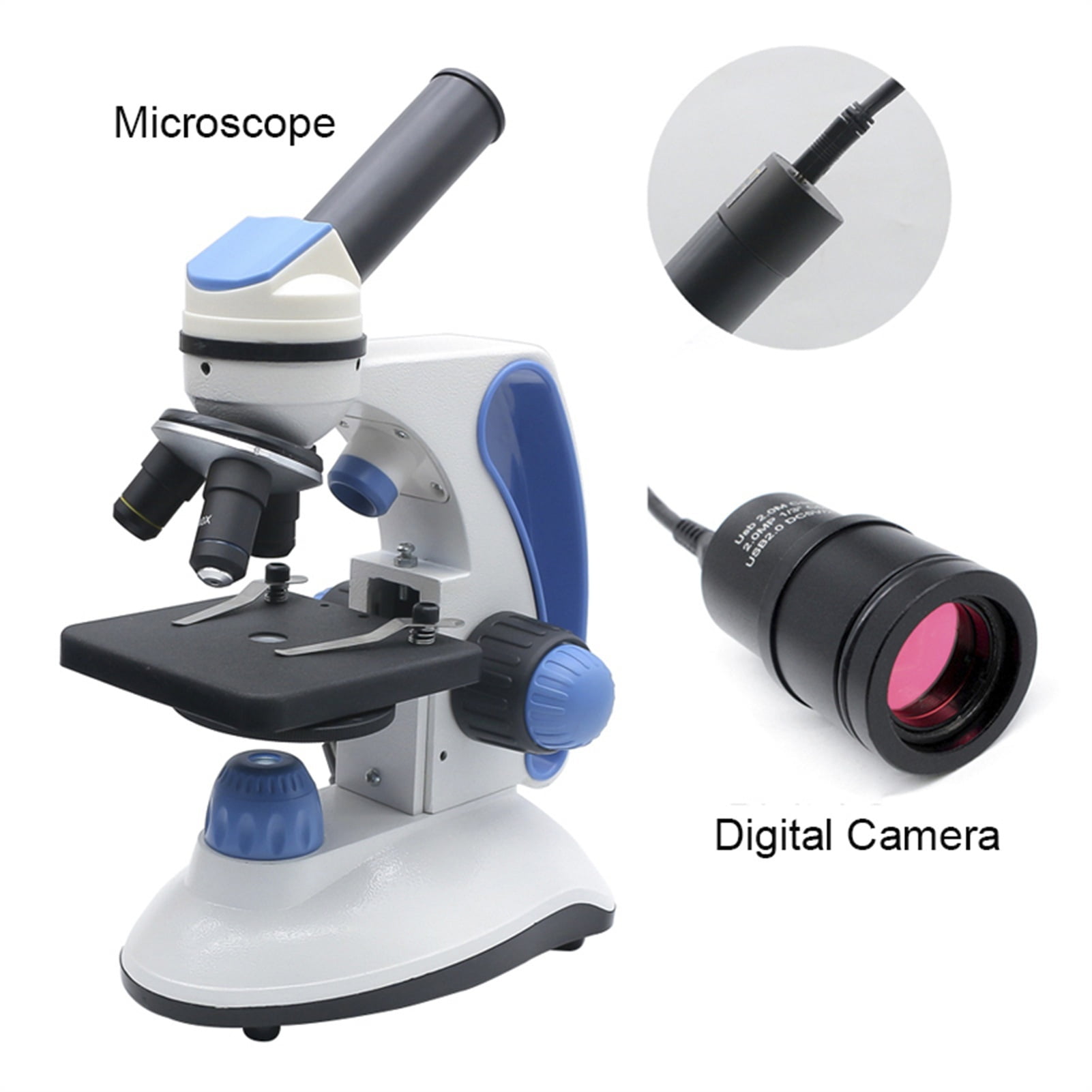 Biological Microscope,40X-2000X LED Digital Microscope 2.0MP USB Camera ...