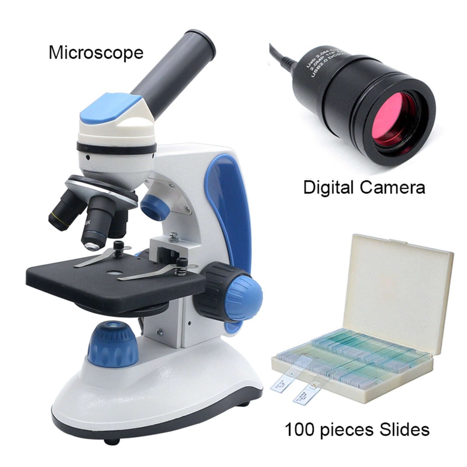 Biological Microscope,40X-2000X LED Digital Microscope 2.0MP USB Camera ...