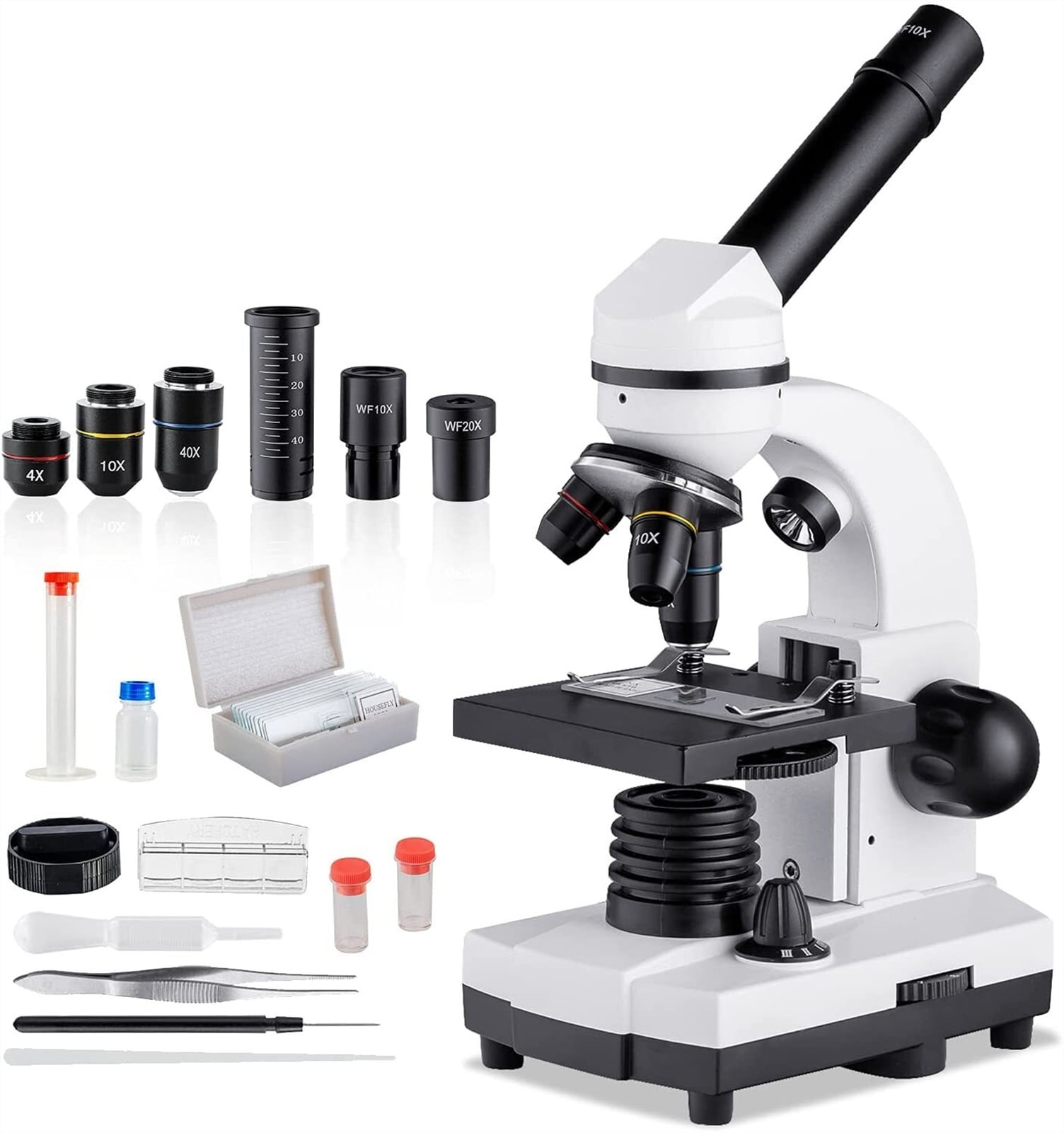 Biological Microscope For Kids 1600X Compound Microscope Dual LED ...