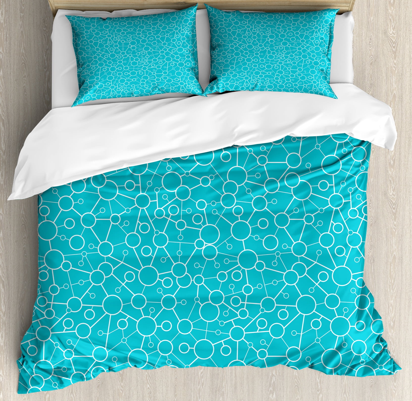 Biology Duvet Cover Set, Abstract Microscopic Biological Molecular Atom ...