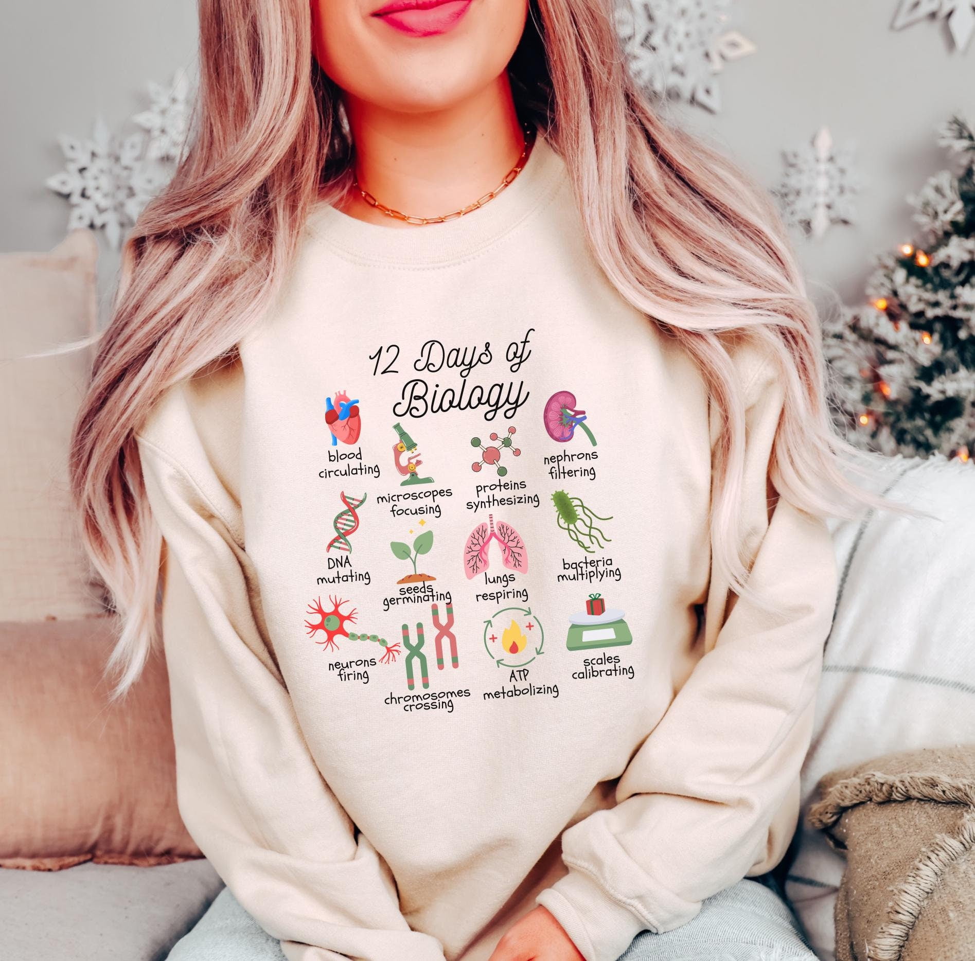 Biology Science Sweatshirt, Science Lover Cute Cozy Holiday Crewneck ...