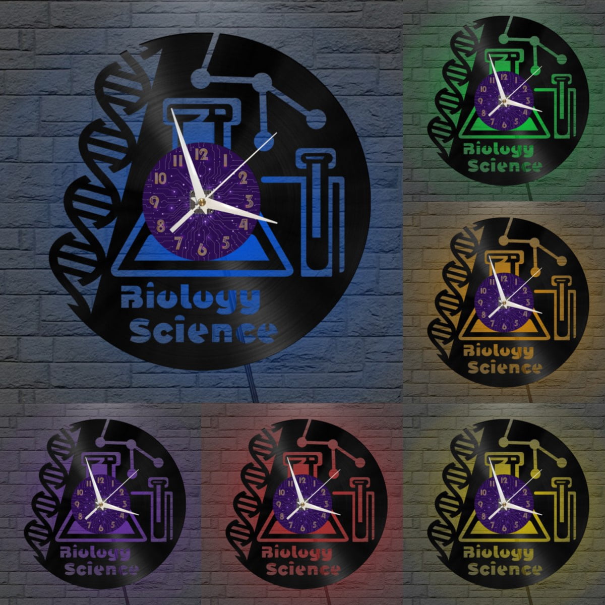 Biology Science Vinyl Wall Clock, Vinyl Record Clock Wall Art Silent ...