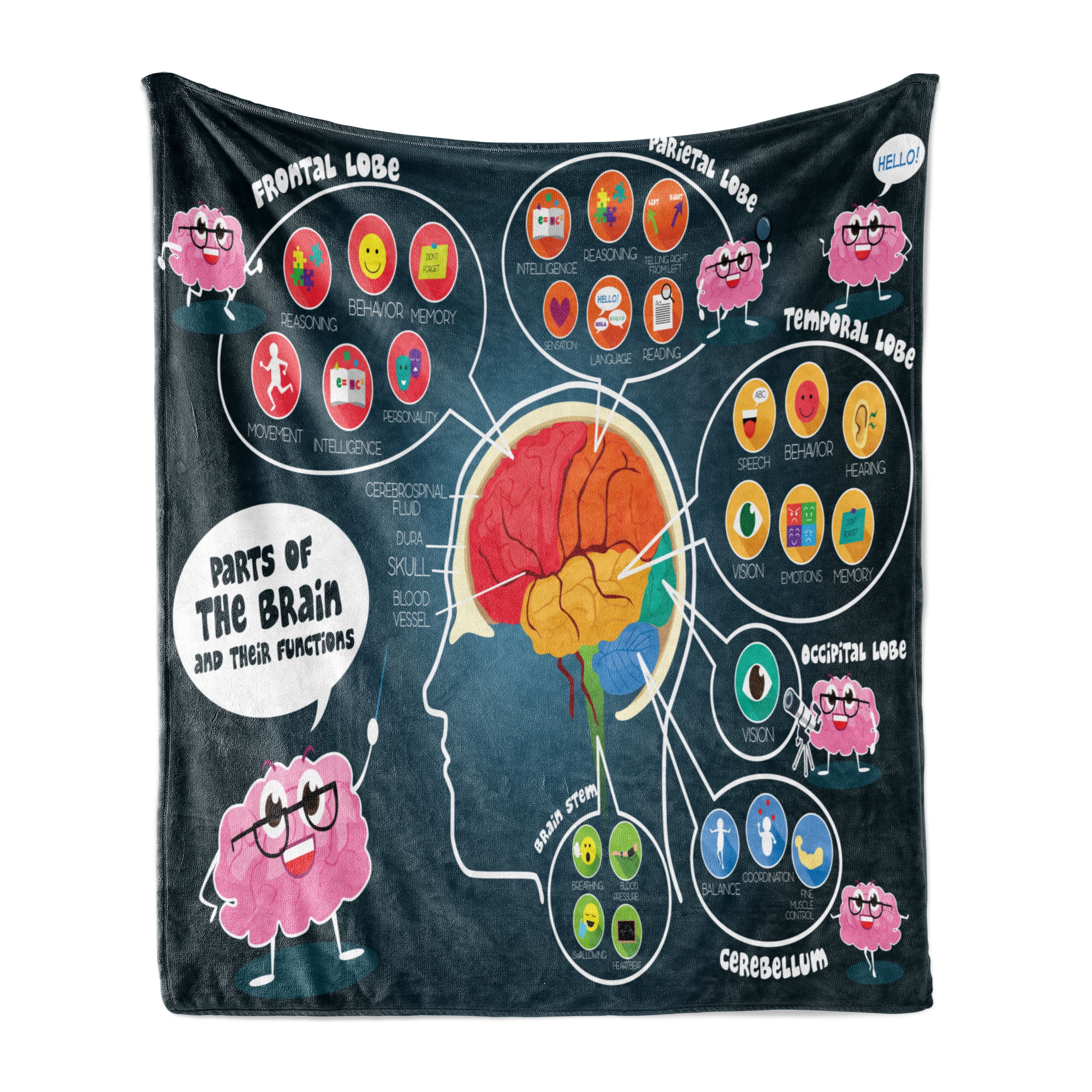 Biology Soft Flannel Fleece Blanket, Educational Science Cartoon ...