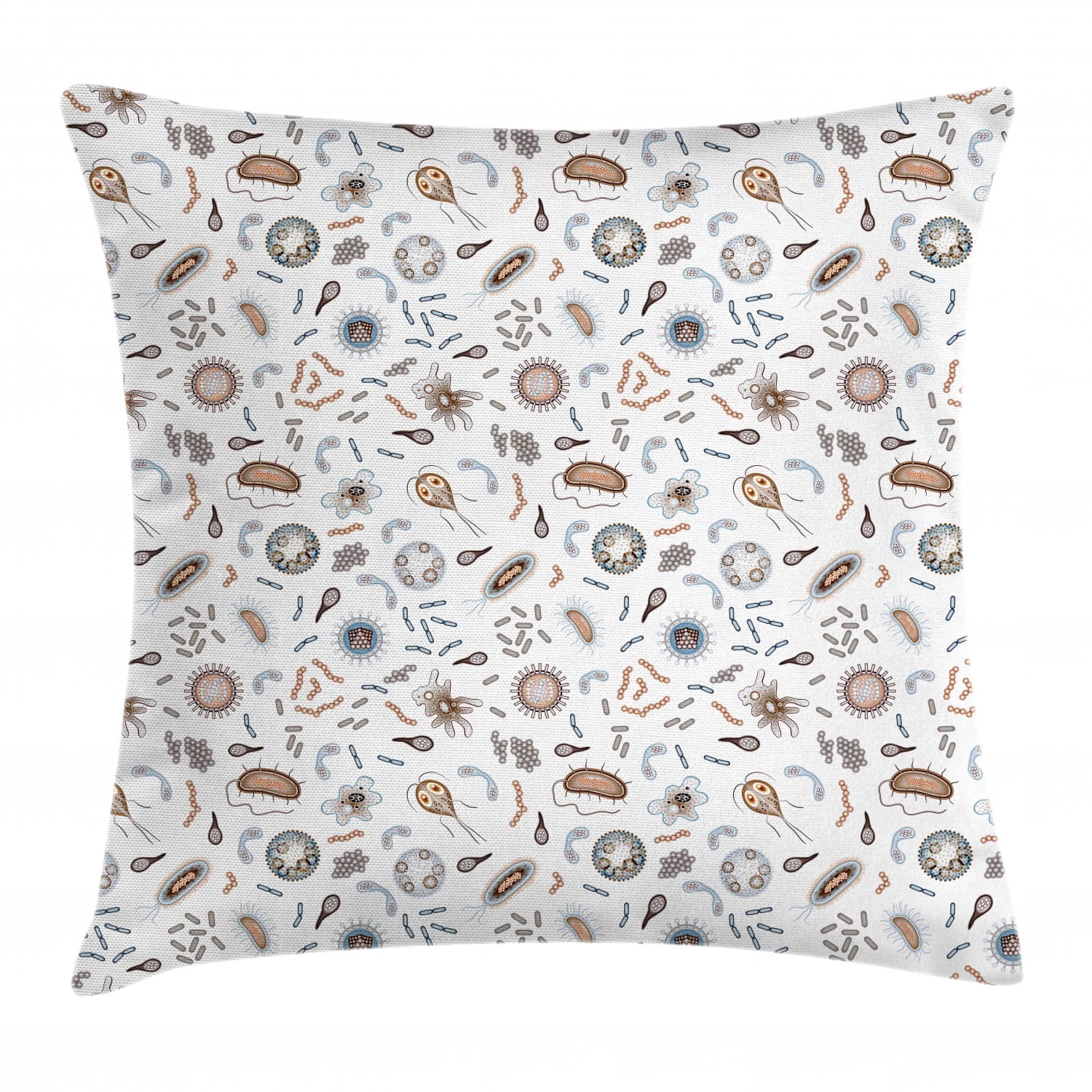 Biology Throw Pillow Cushion Cover, Bacteria Virus and Germs Disease ...