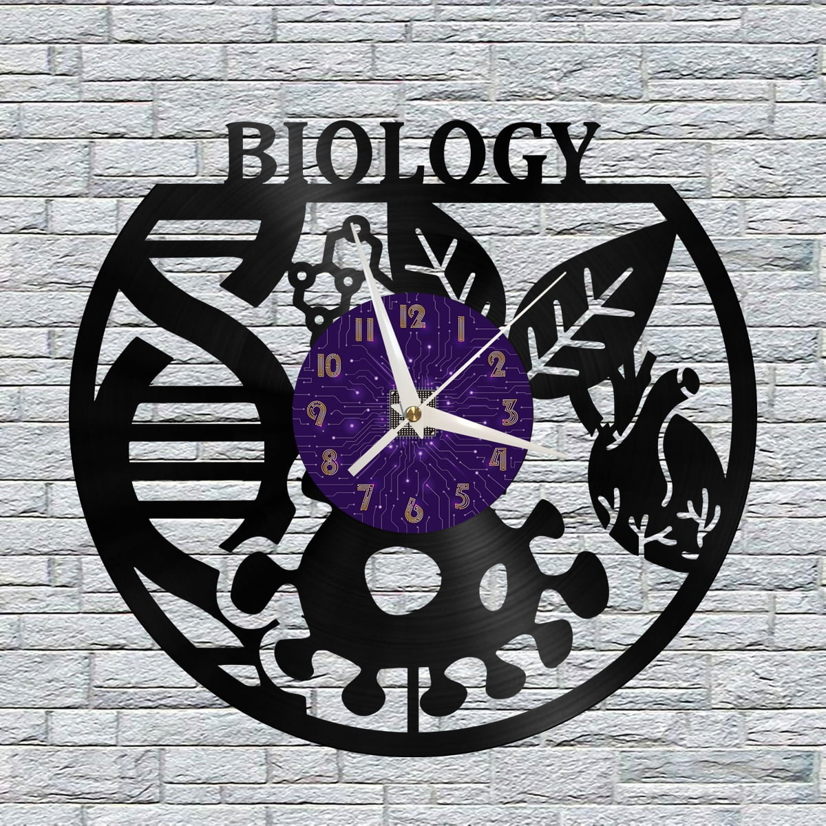Biology Vinyl Wall Clock, Vinyl Record Clock Wall Art Silent & Non ...