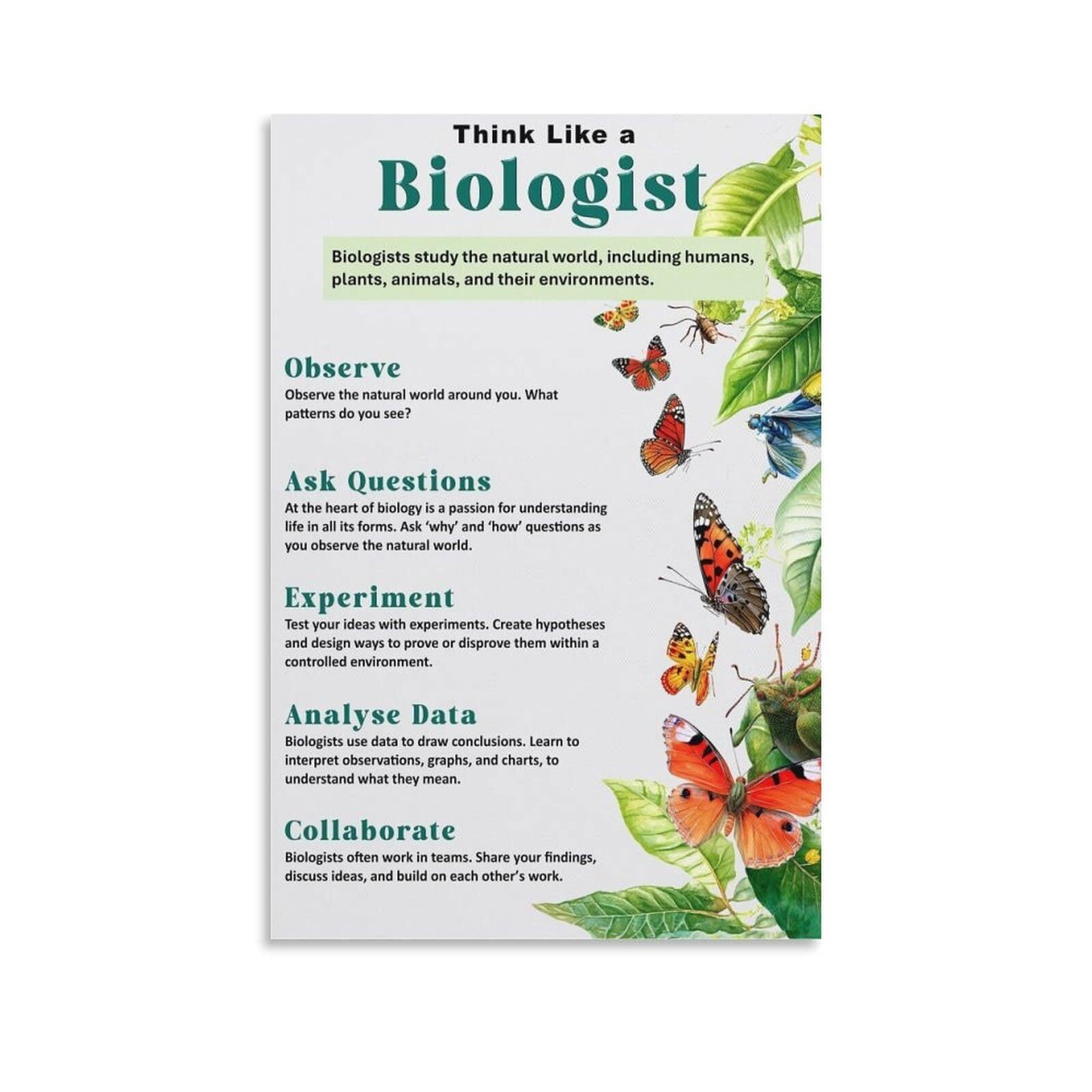 Biology Wall Art, Think Like A Biologist, Classroom Biology Posters ...
