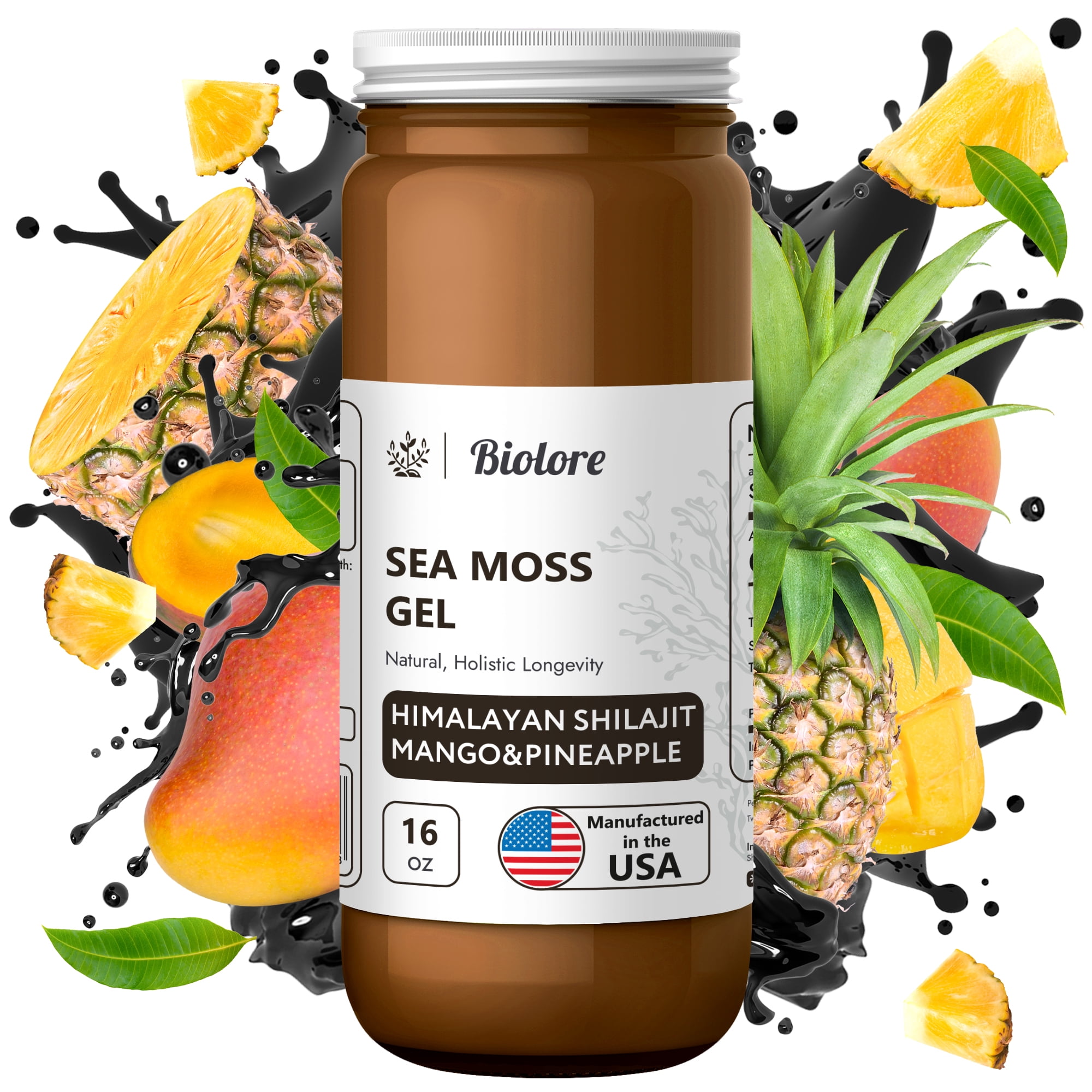 Biolore Sea Moss Gel Mango/Pineapple with Shilajit 16Oz (Pack of 1) - Wildcrafted Seamoss Gel ...
